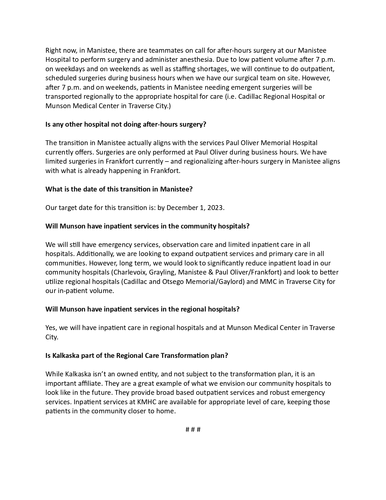 Munson Healthcare consolidates key services to Otsego, Wexford and ...