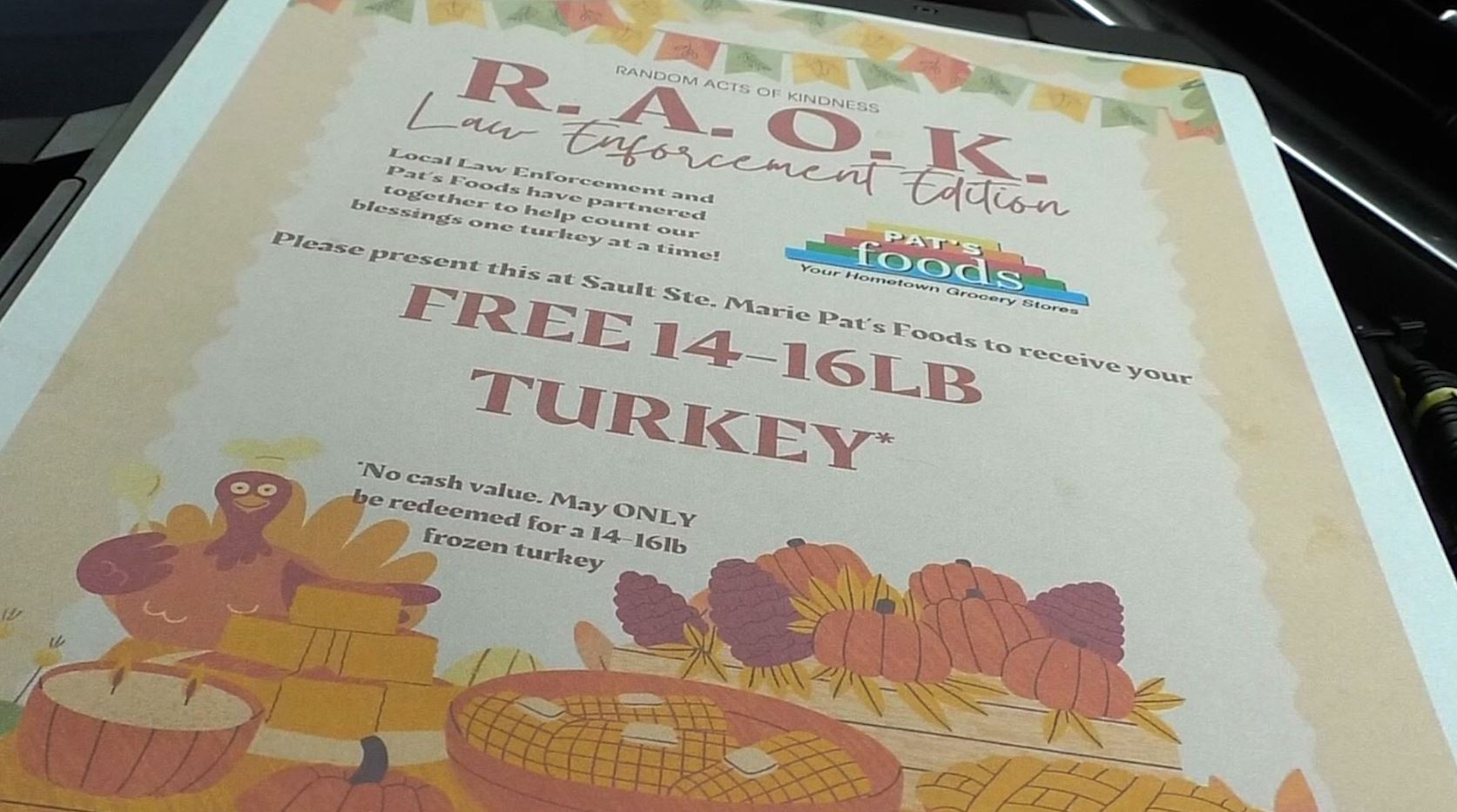 U.P. troopers pass out certificates for free turkeys during traffic ...