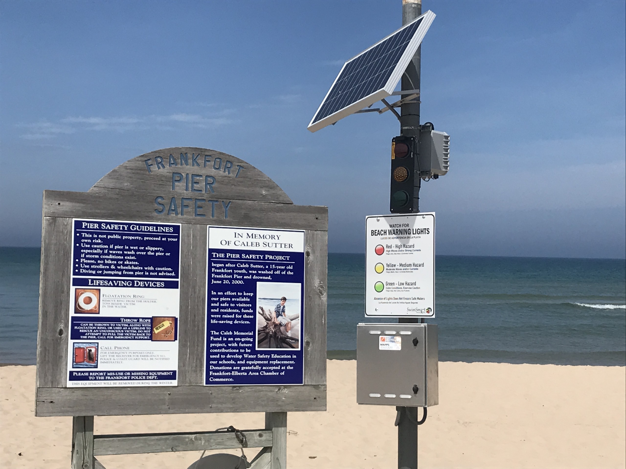 Frankfort Beach Installs Pilot Program Warning System Lights For ...