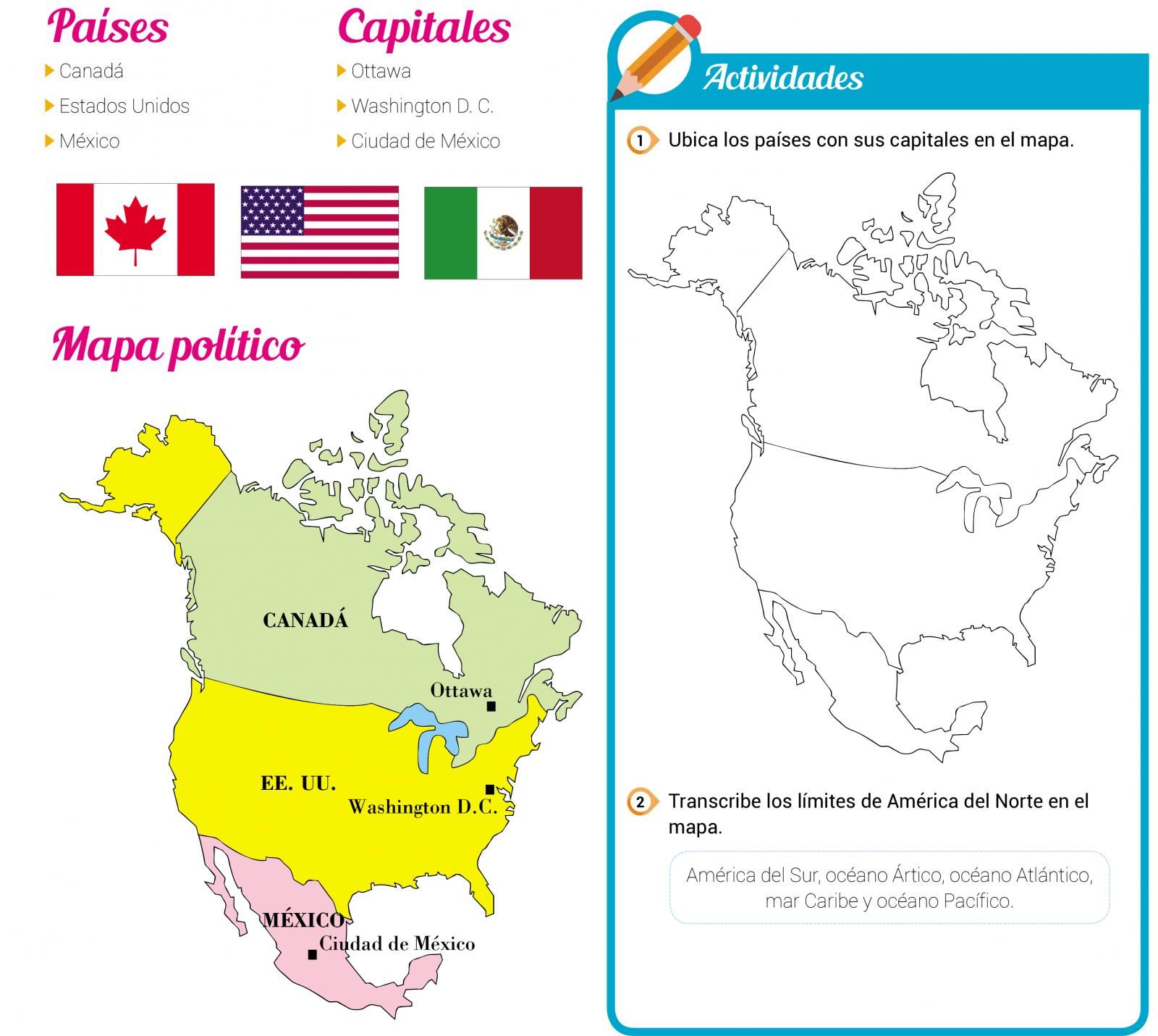 Esquema Del Mapa Político De América Del Norte