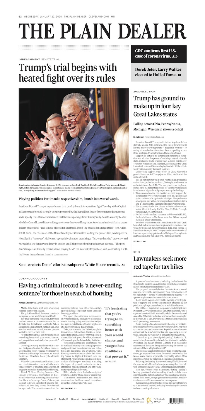 2020 Plain Dealer front page images - cleveland.com