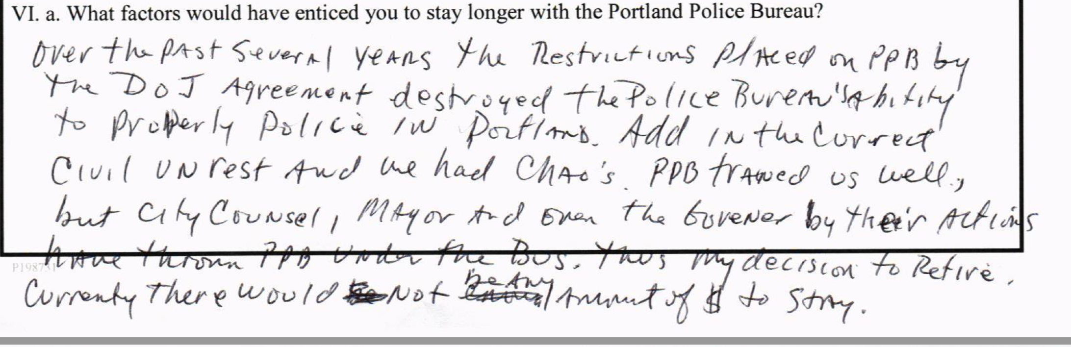 Portland police exit interview statements - oregonlive.com