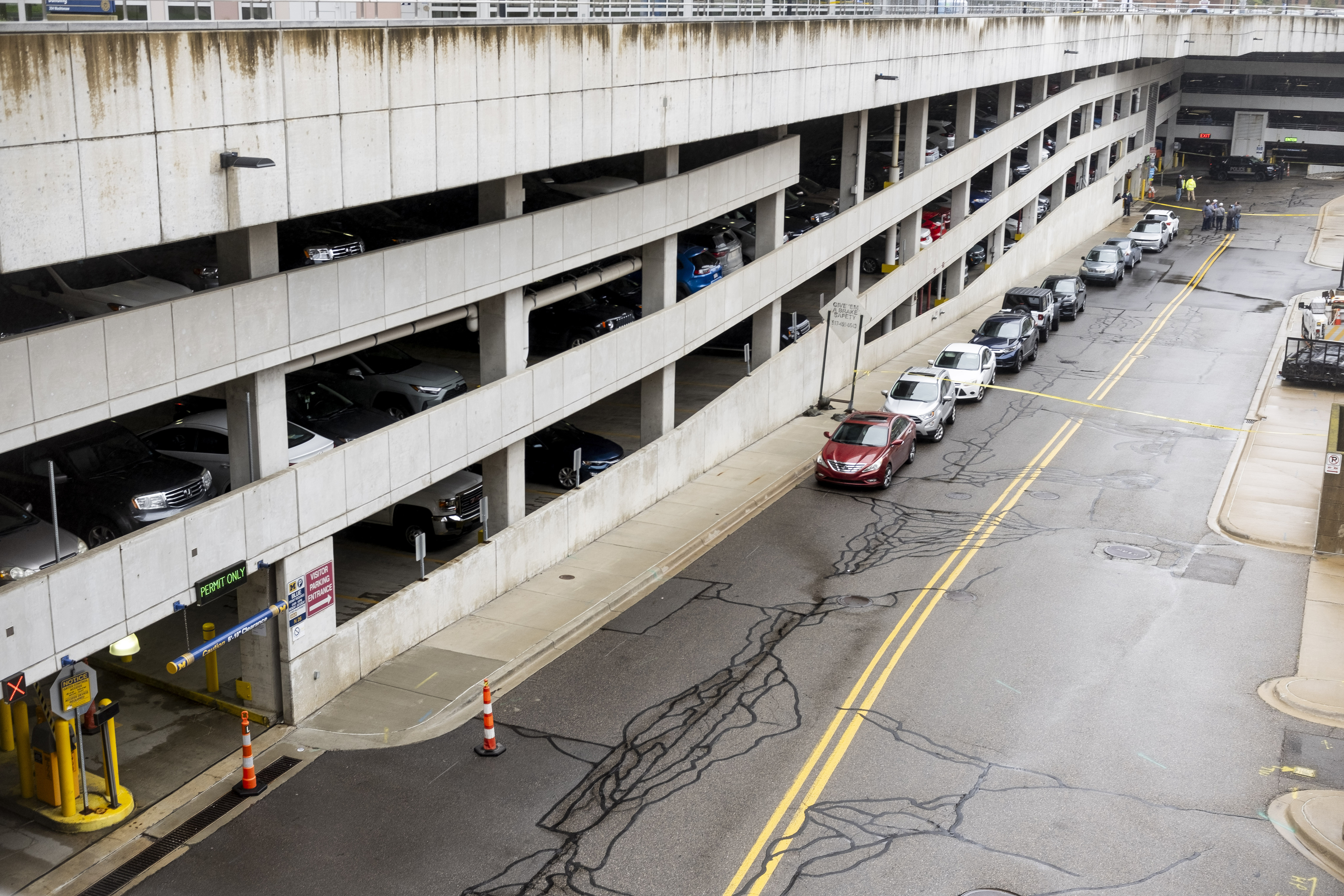 University of Michigan parking structure floods during post-Hurricane ...