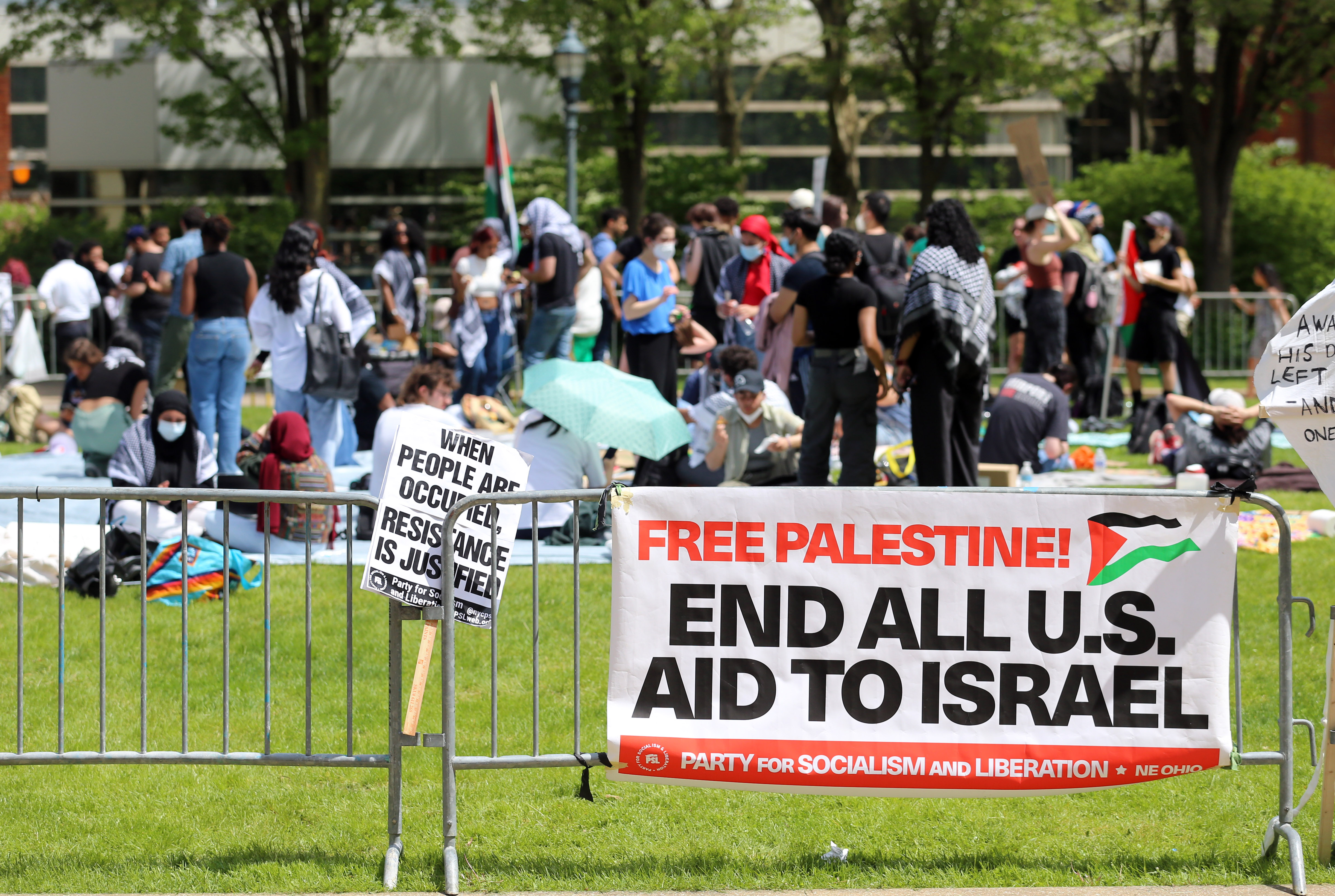 Pro-Palestine demonstrators at Case Western Reserve University , April ...