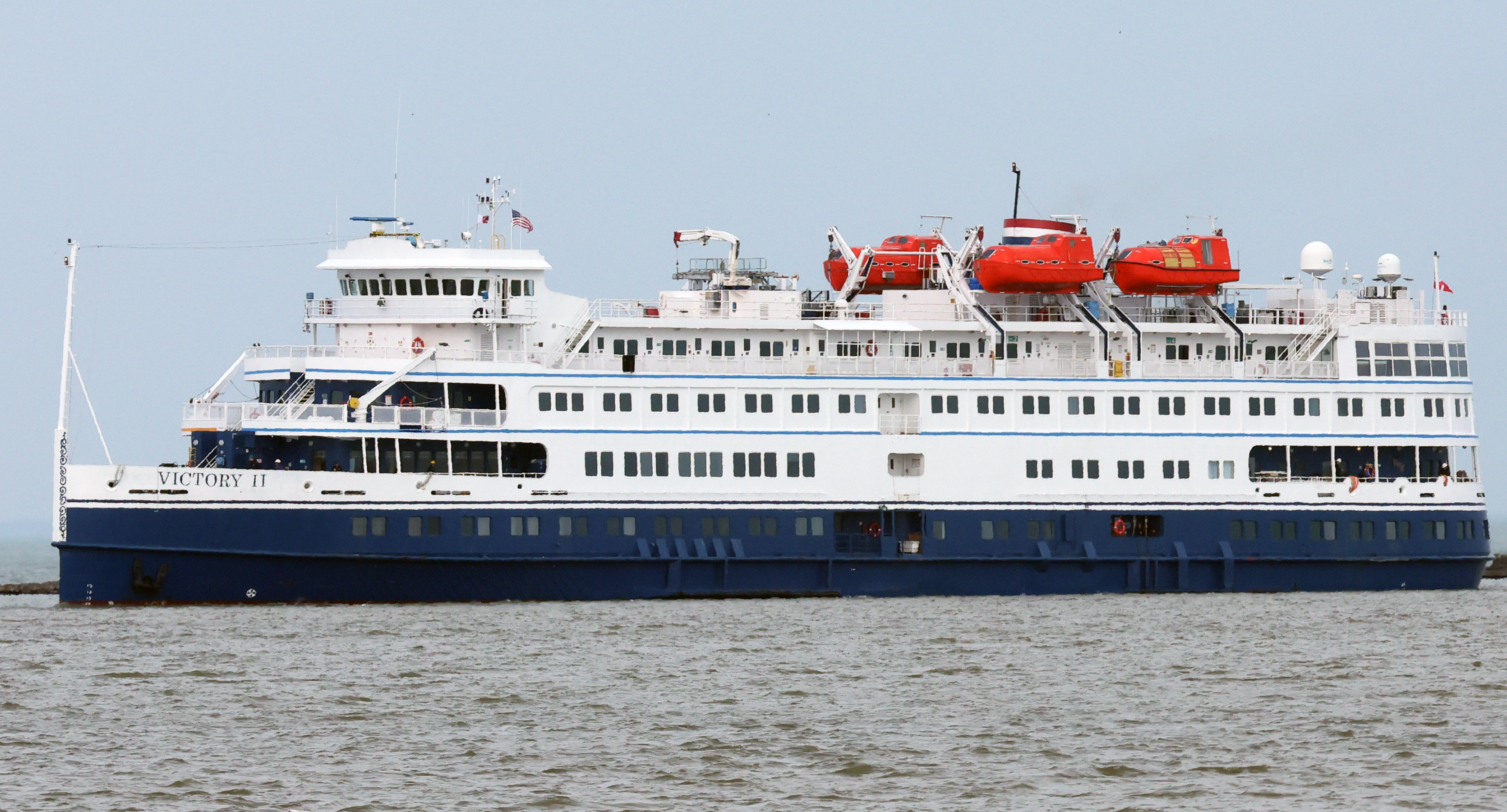Cruise ship Victory I docks at the Port of Cleveland, April 29, 2025 ...