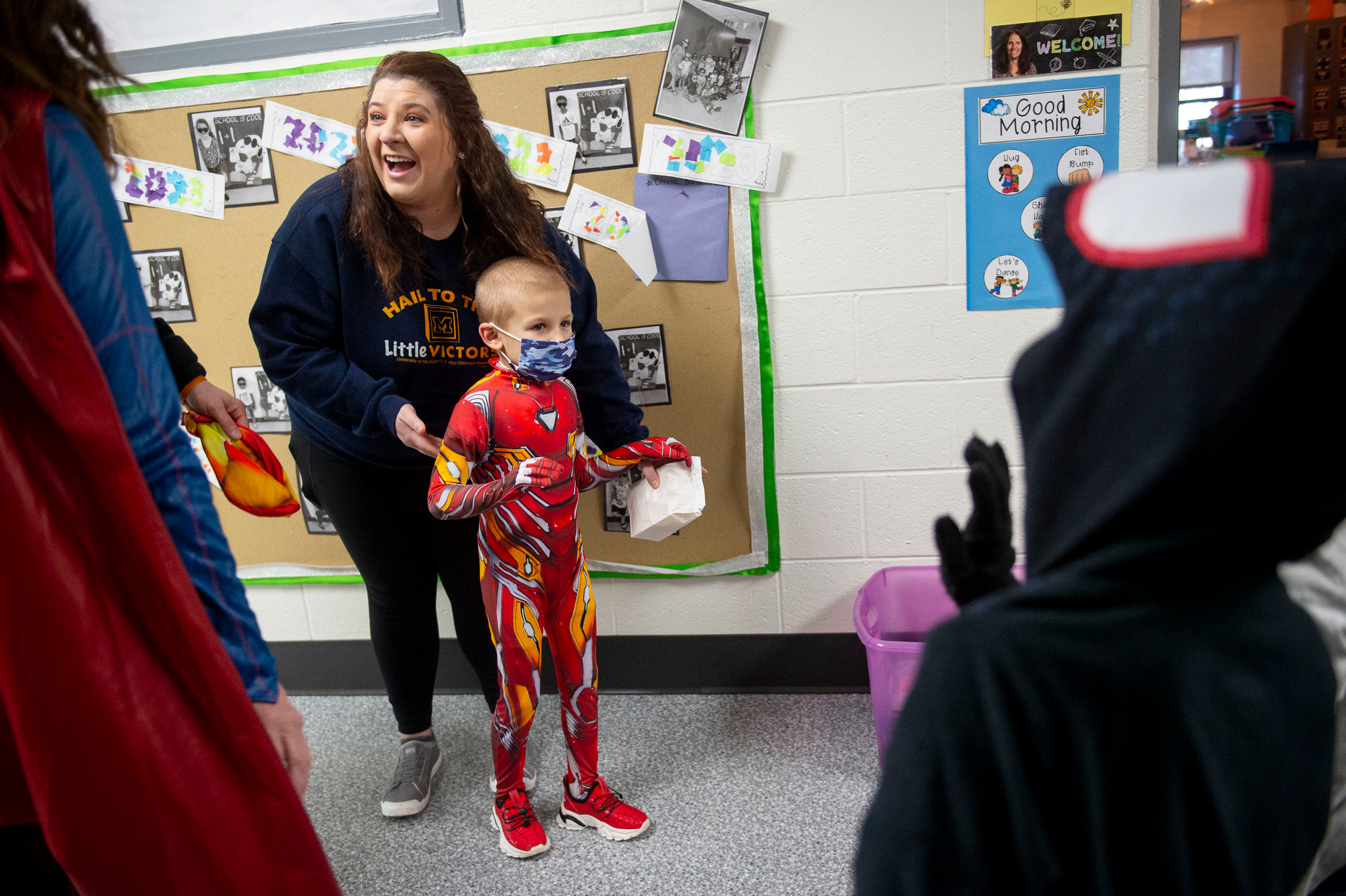 5-year-old Grayson Johnson brings superhero outfits, enthusiasm to C.S ...