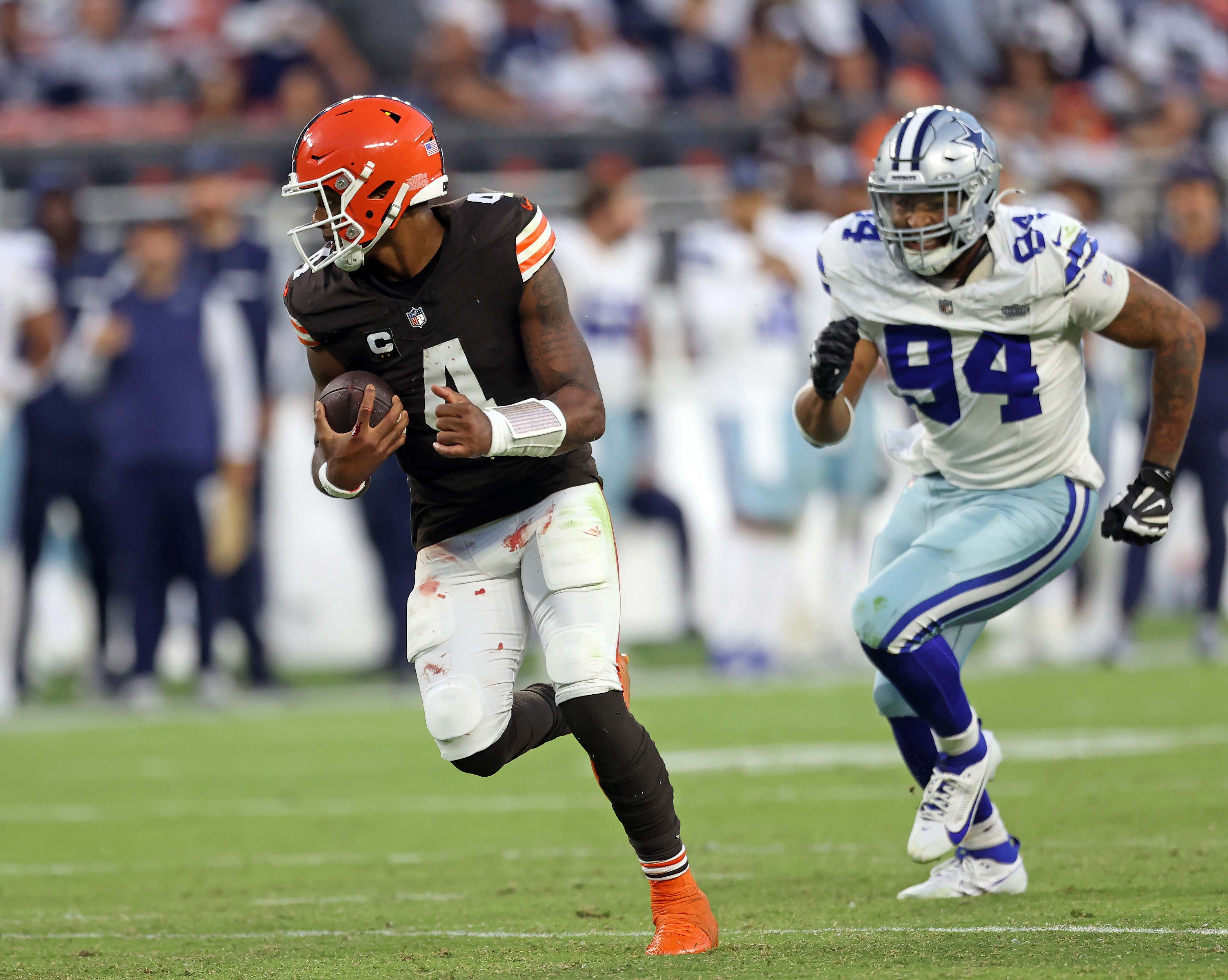 Cleveland Browns quarterback Deshaun Watson against the Dallas Cowboys ...