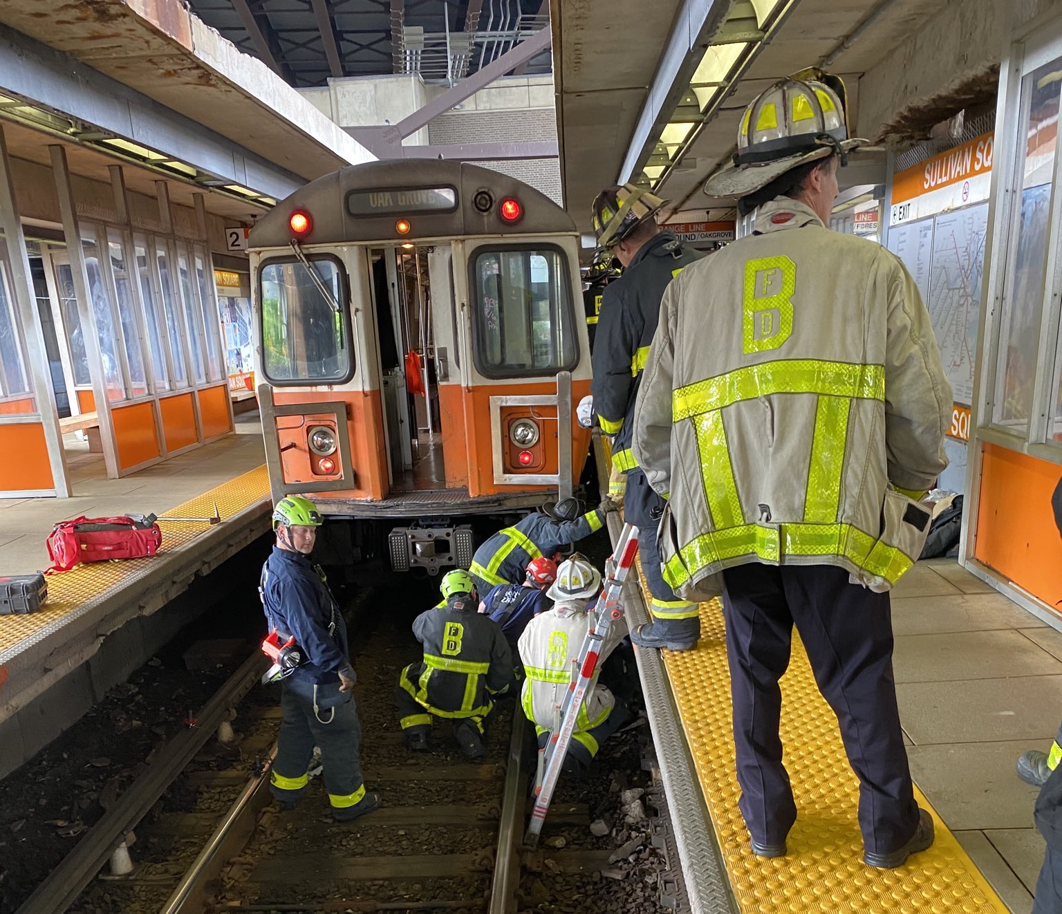 Person rescued from between platform and Orange Line train at Sullivan ...