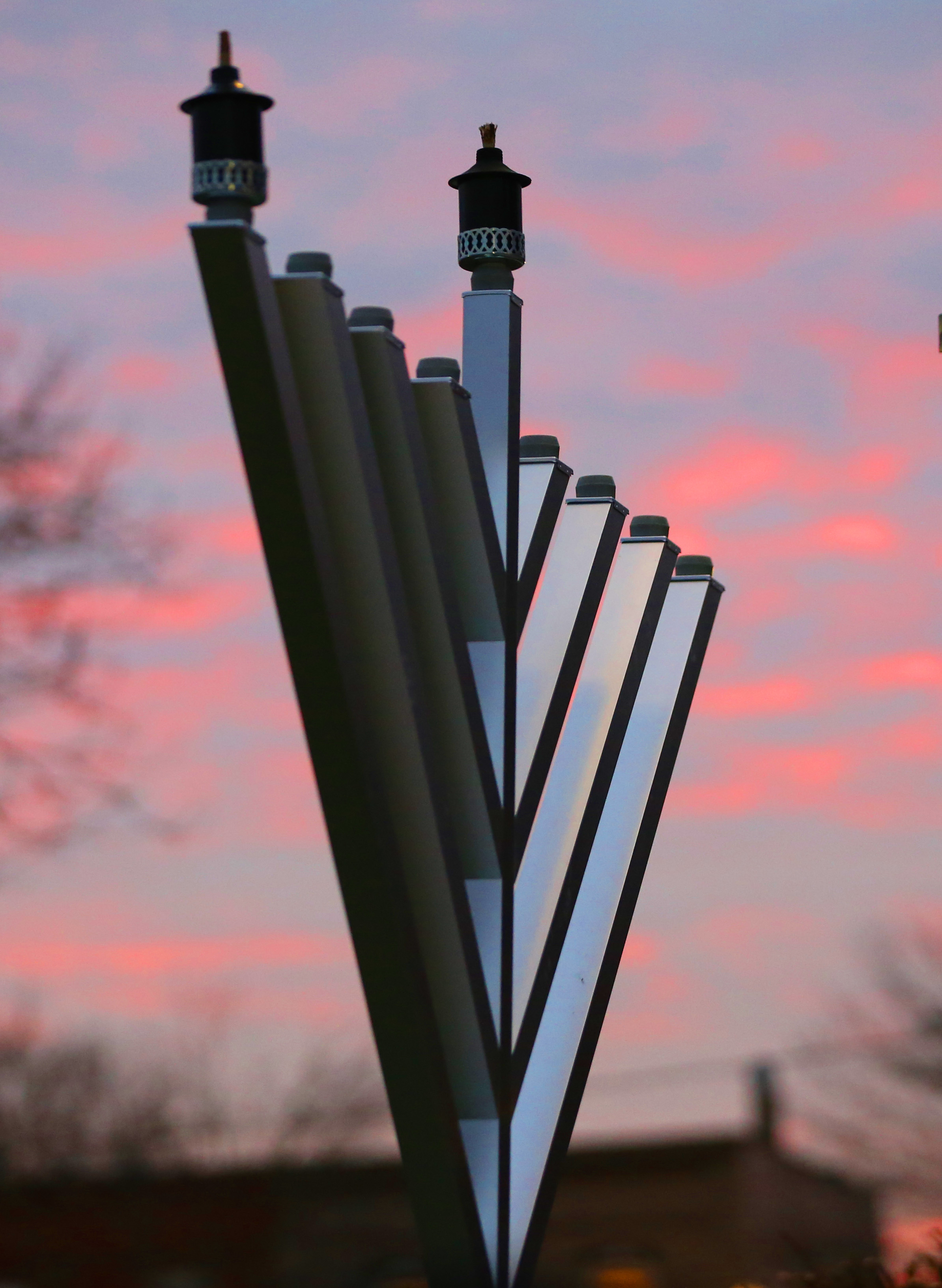 Hanukkah celebration with the menorah lighting in Chagrin Falls ...