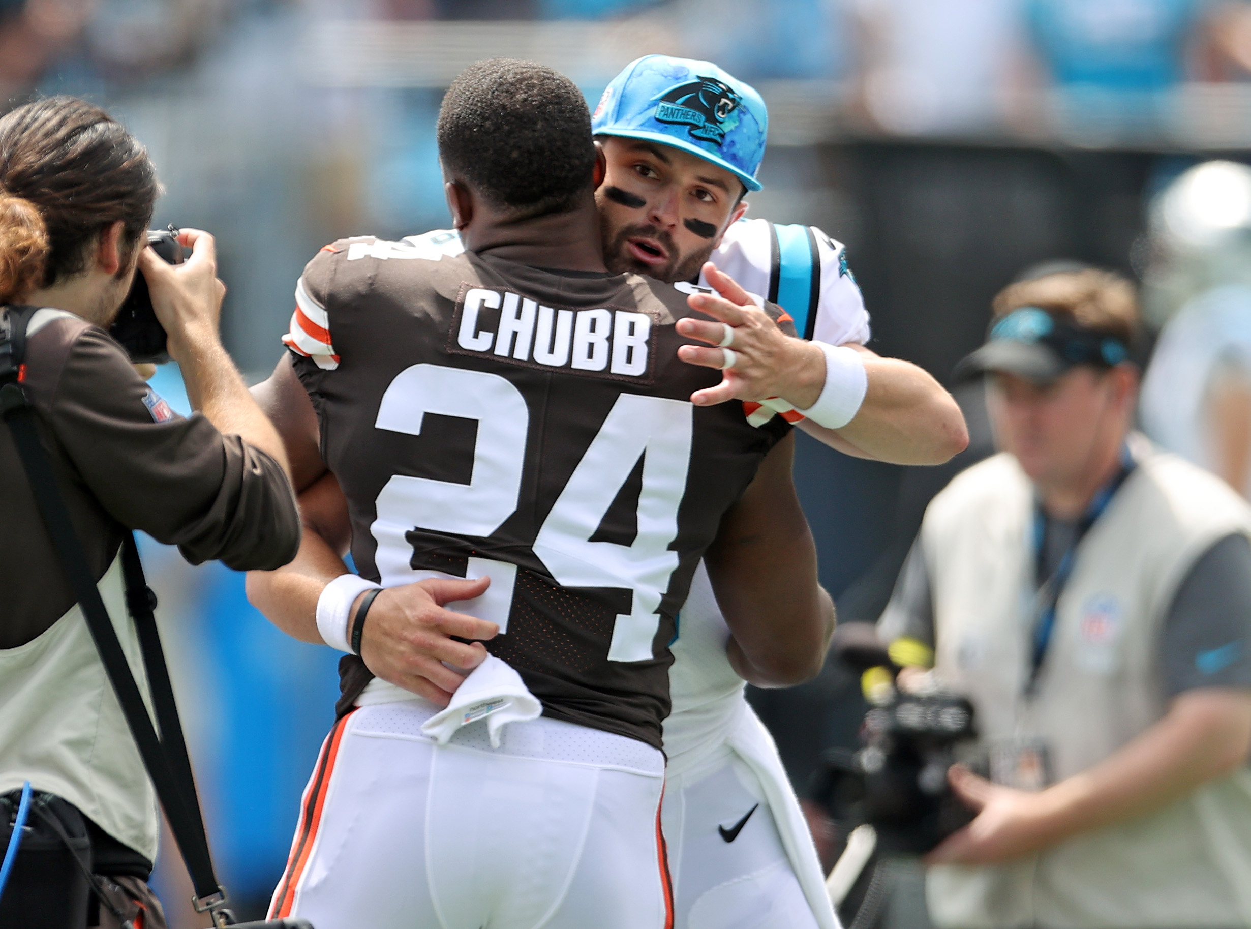 Carolina Panthers quarterback Baker Mayfield vs. Cleveland Browns ...