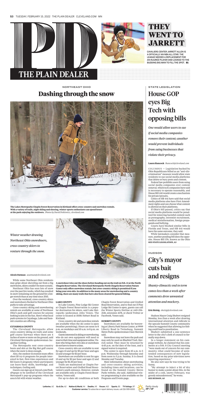 2022 Plain Dealer front page images - cleveland.com