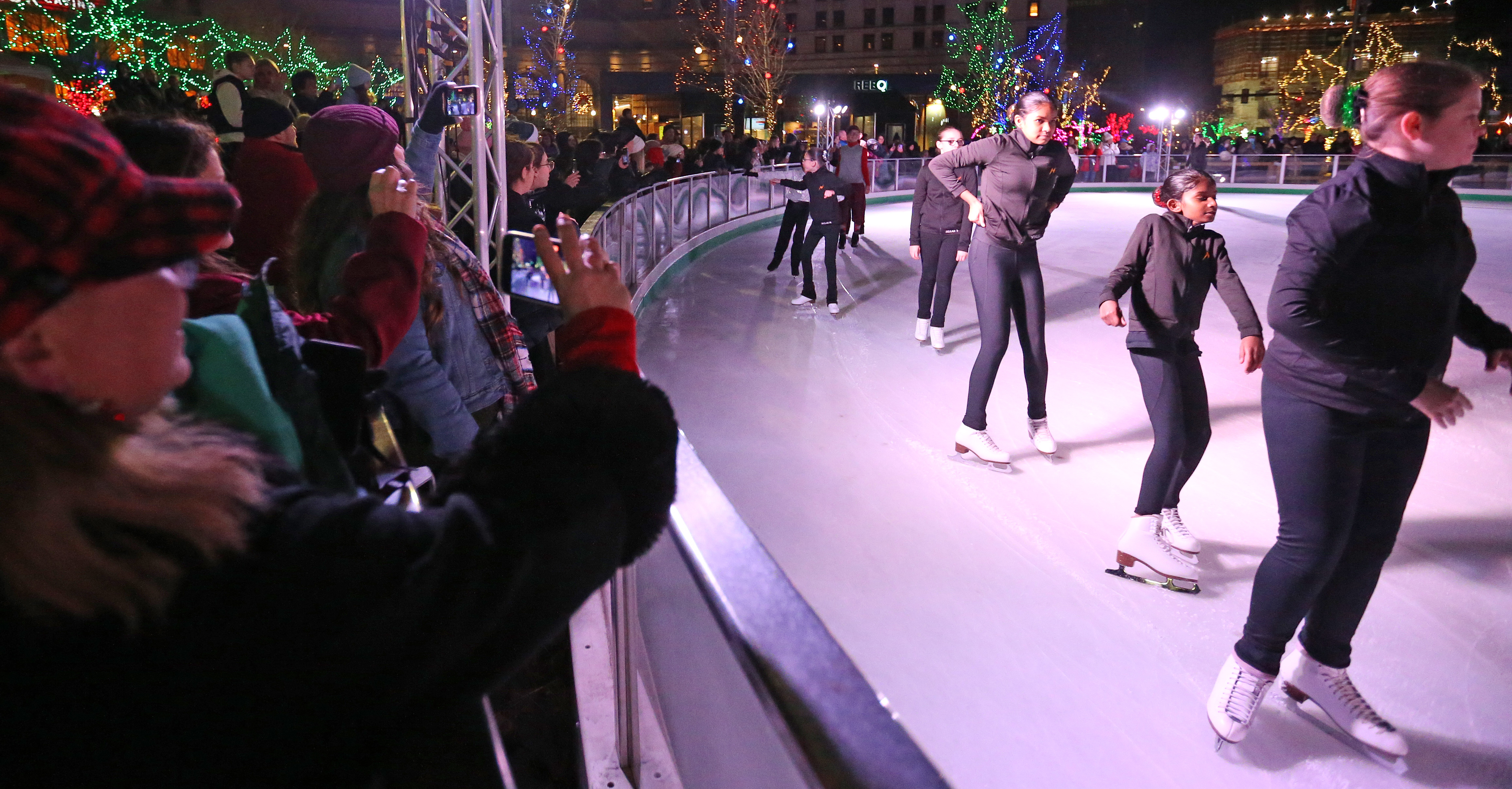 Former US gold medal Olympian figure skater Scott Hamilton skates ...