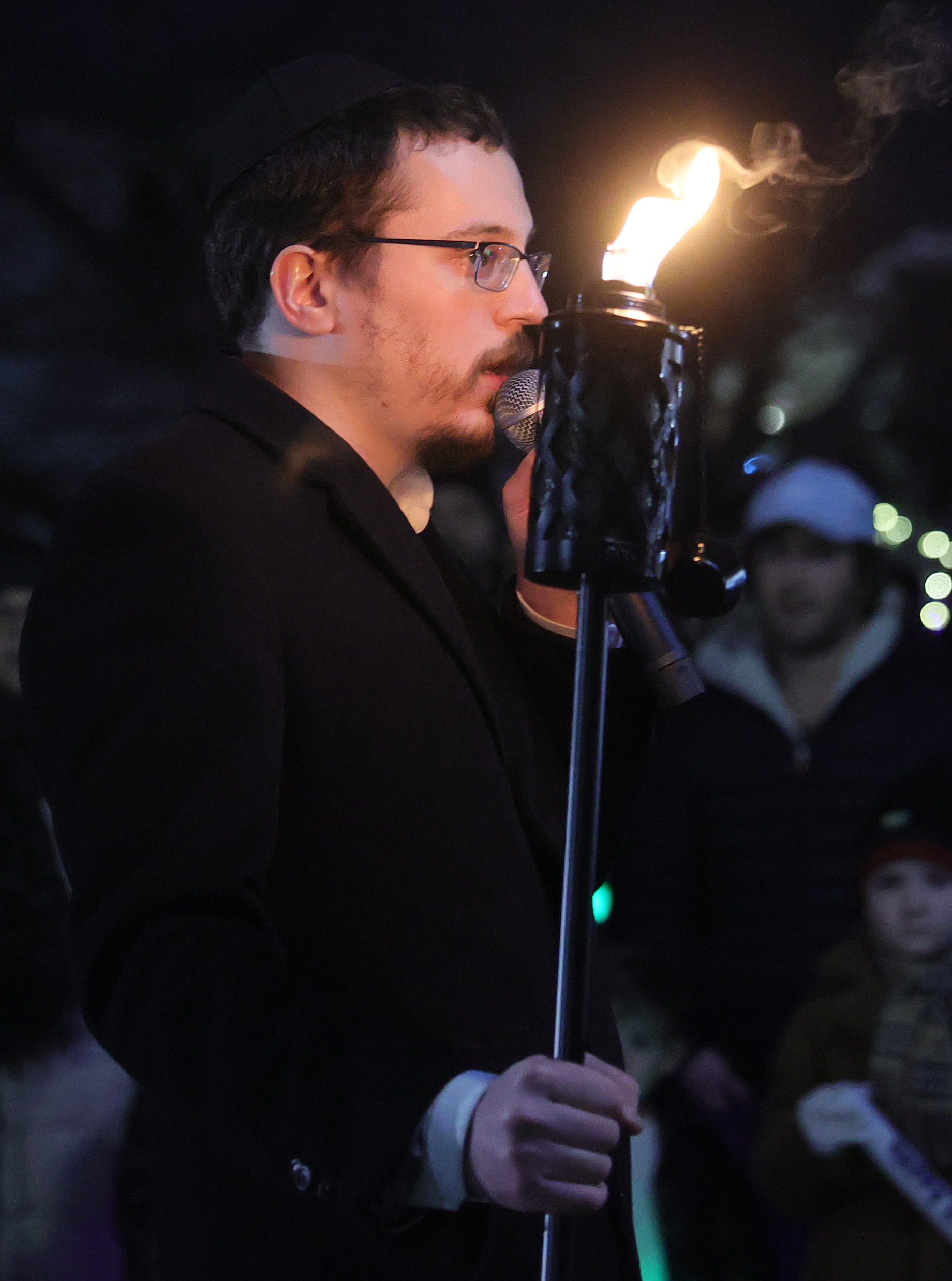Hanukkah celebration with the menorah lighting in Chagrin Falls ...