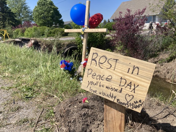 Roadside memorial for Hemlock High School teen Dax E. Burk - mlive.com
