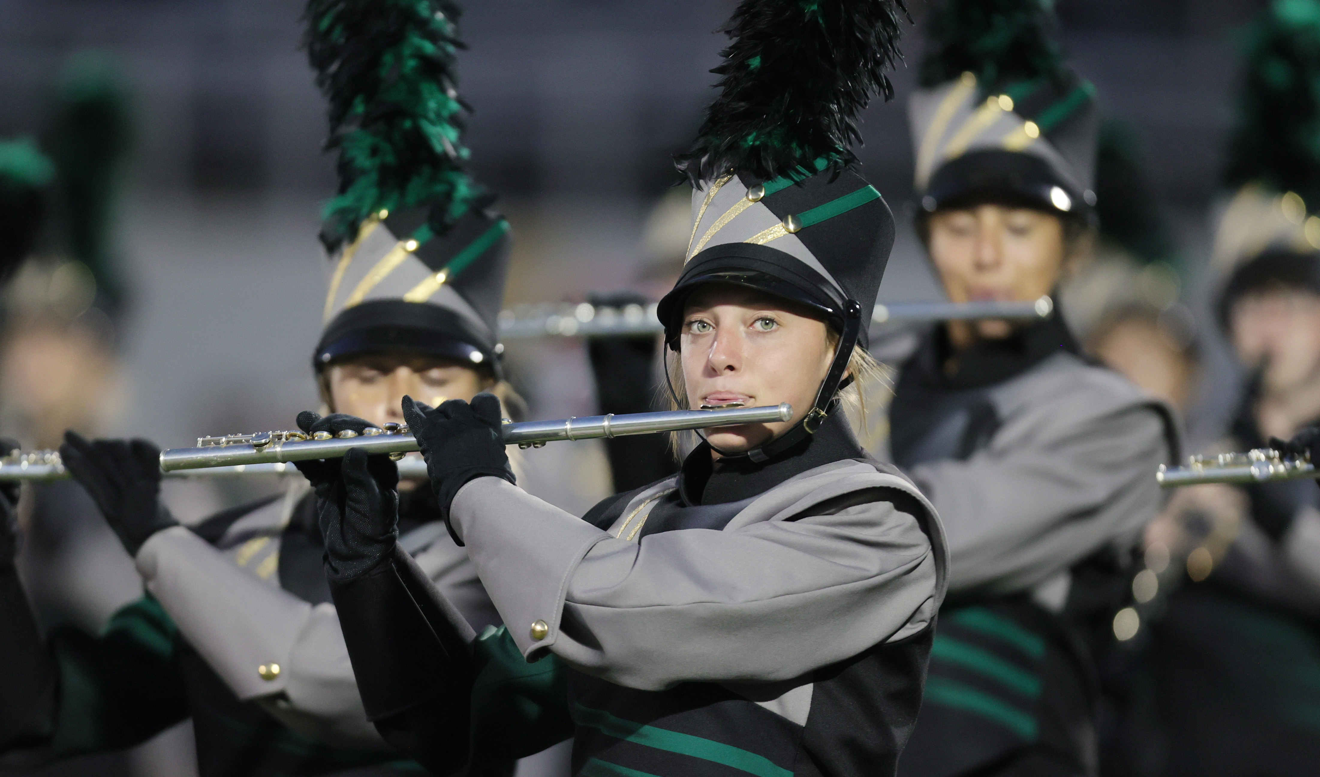 Medina High School marching band performs during their game against ...