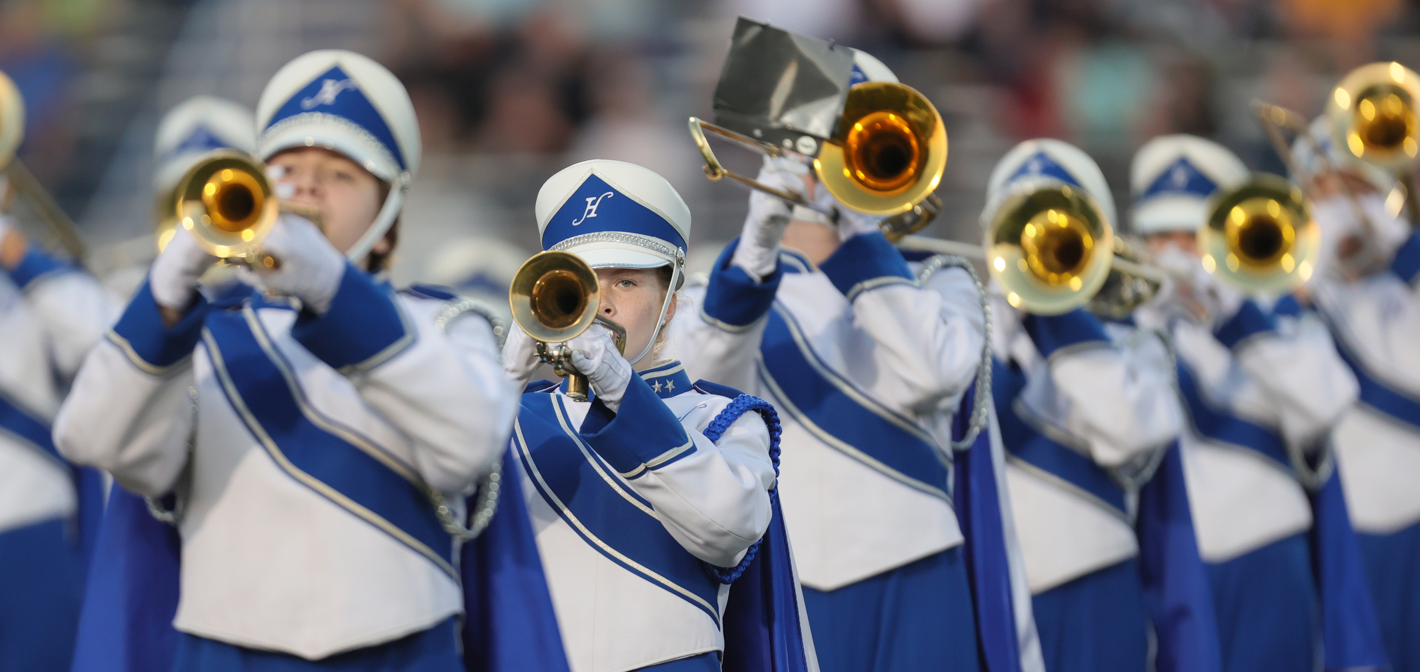 Hudson High School's marching band performs in their season home ...