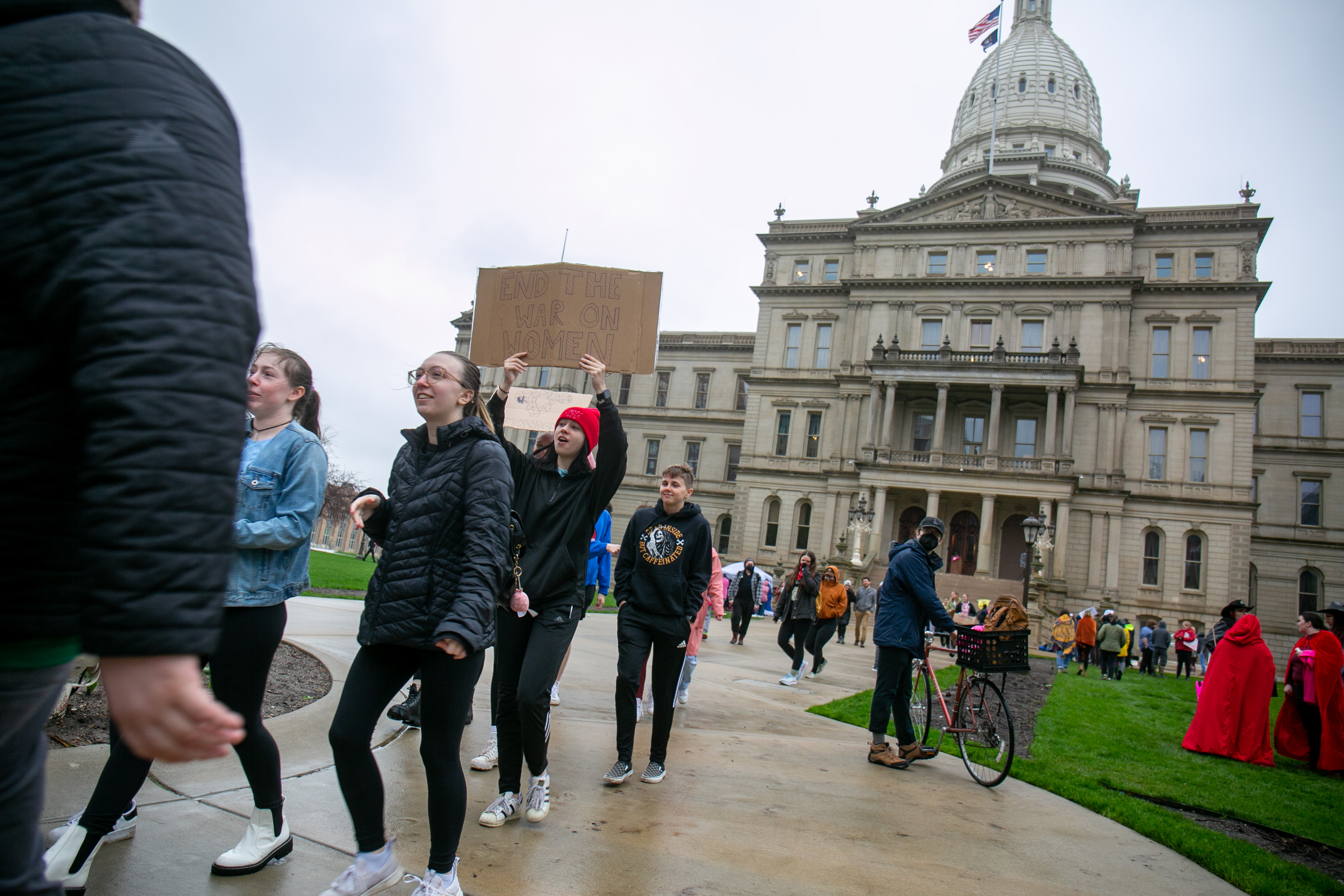 Protesters rally at the Michigan Capitol in support of abortion rights ...