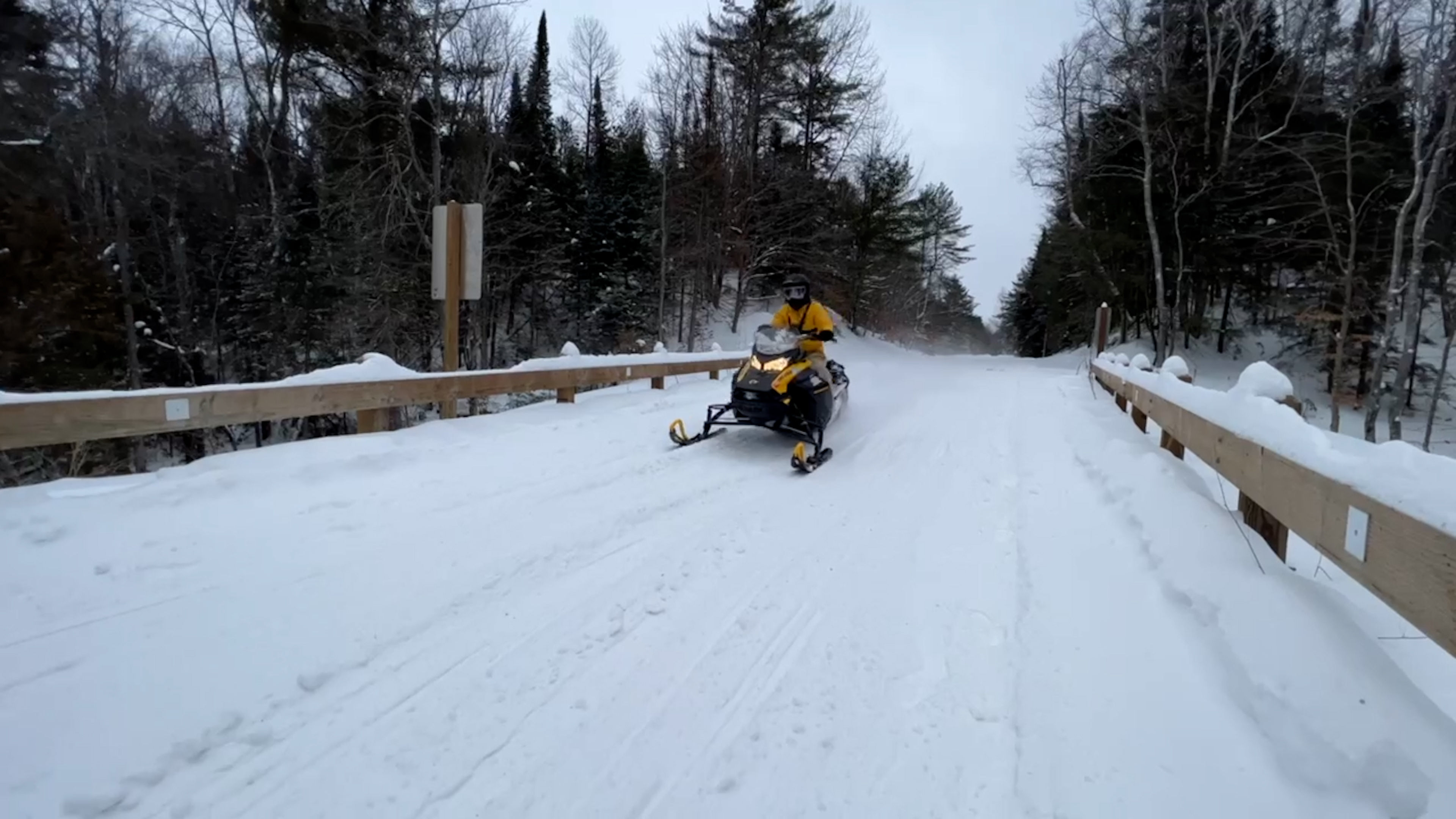 Late-season snowmobile scene in full swing near Michigan’s Pictured Rocks