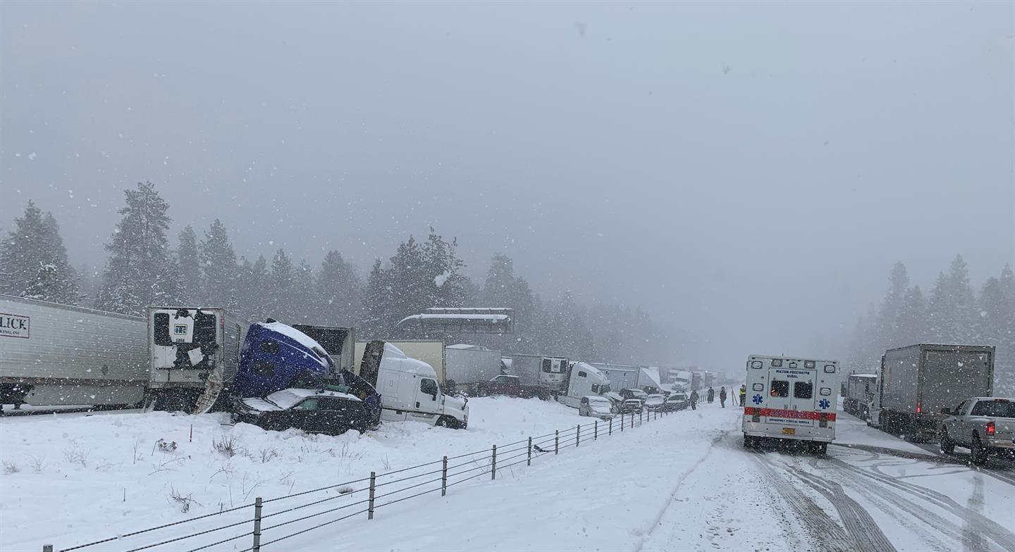 Crashes involving nearly 100 vehicles closes Interstate 84 on Feb. 21 ...