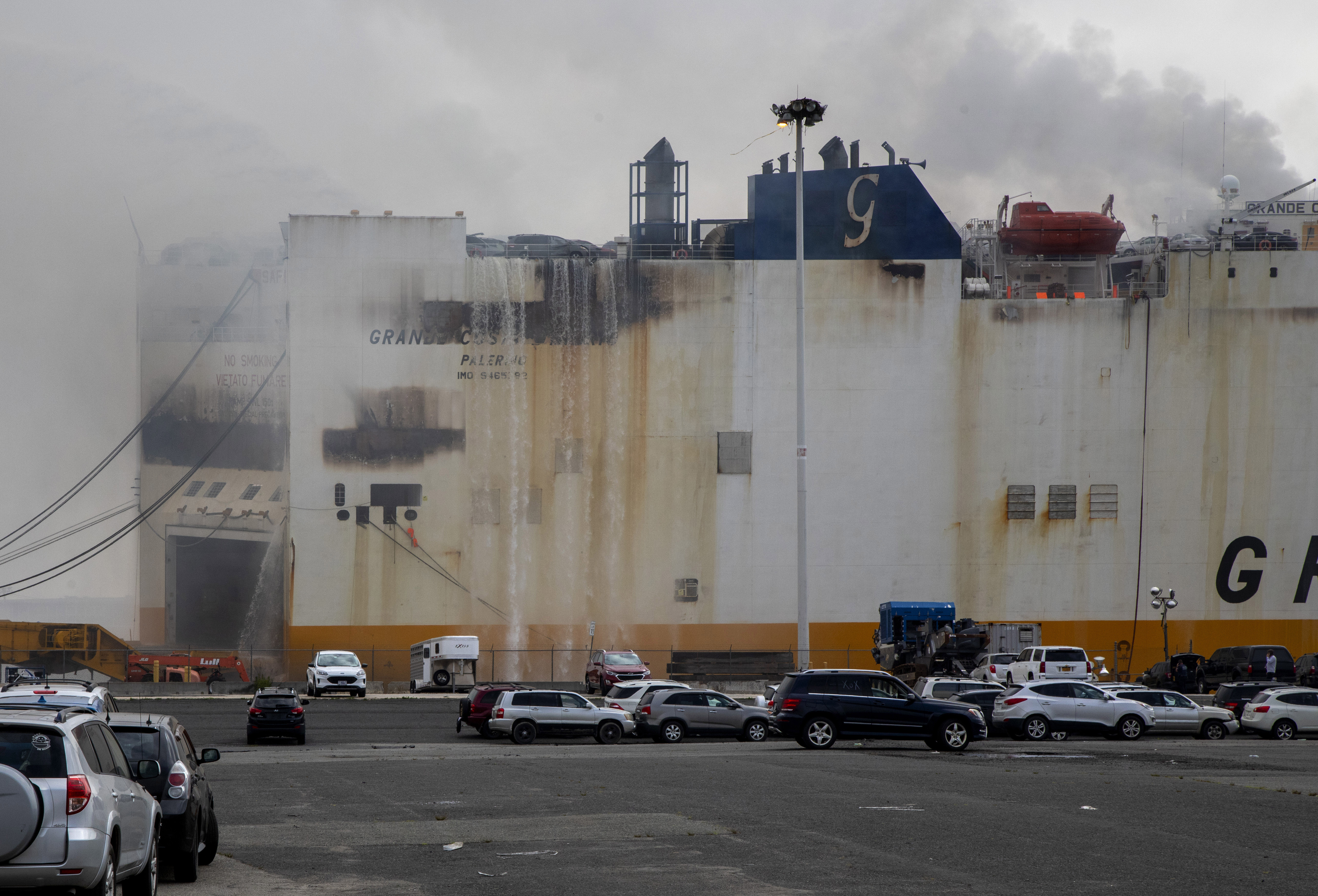 Port Newark ship fire - nj.com