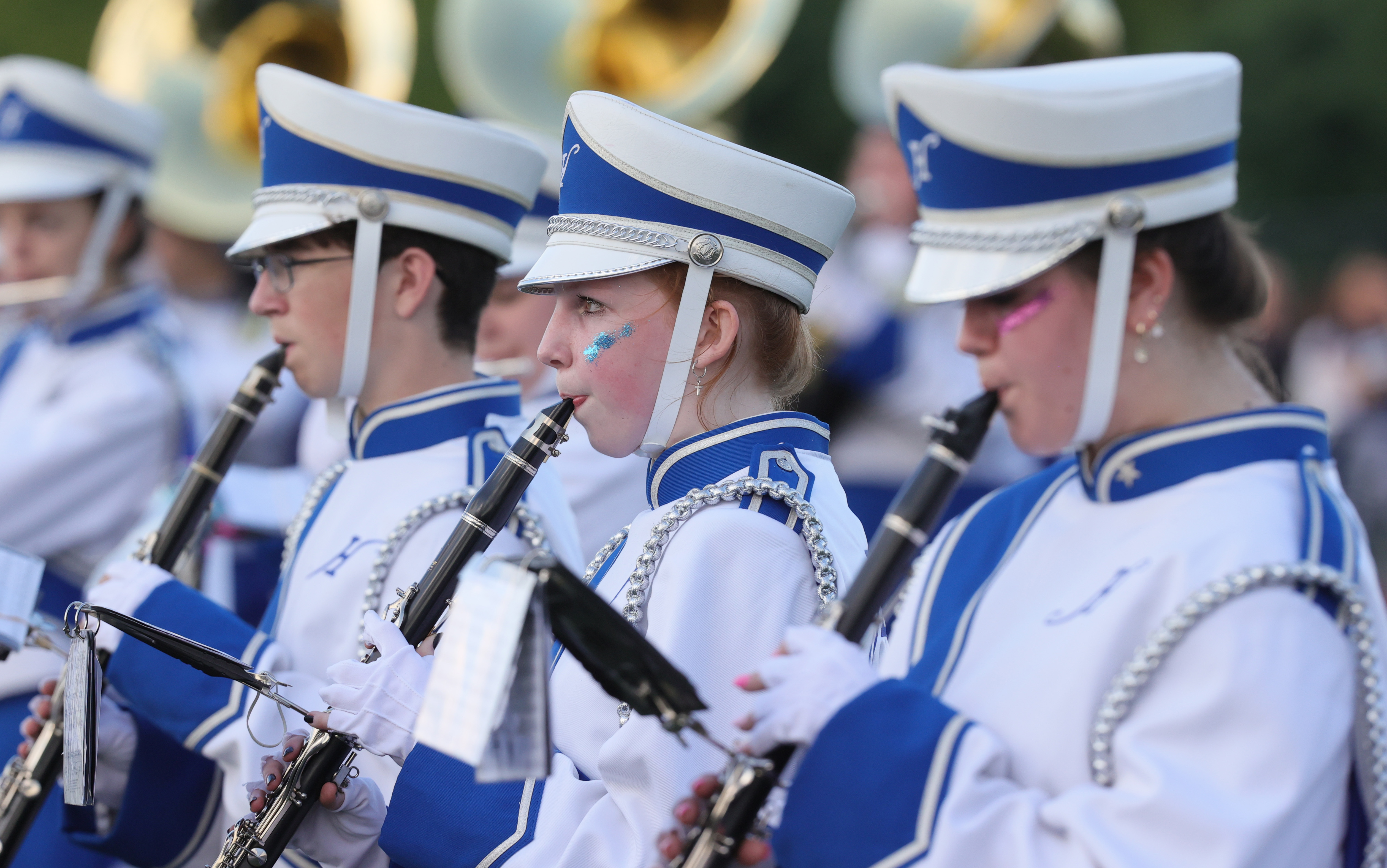 Hudson High School's marching band performs in their season home ...