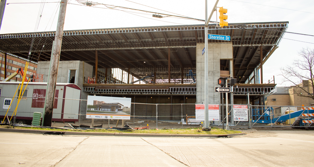 Construction has stopped on the upcoming Muskegon Convention Center ...