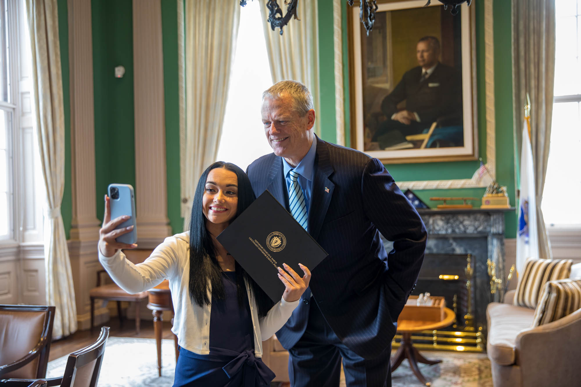 Navarro Cheer's Maddy Brum meets with Massachusetts Gov. Charlier Baker ...