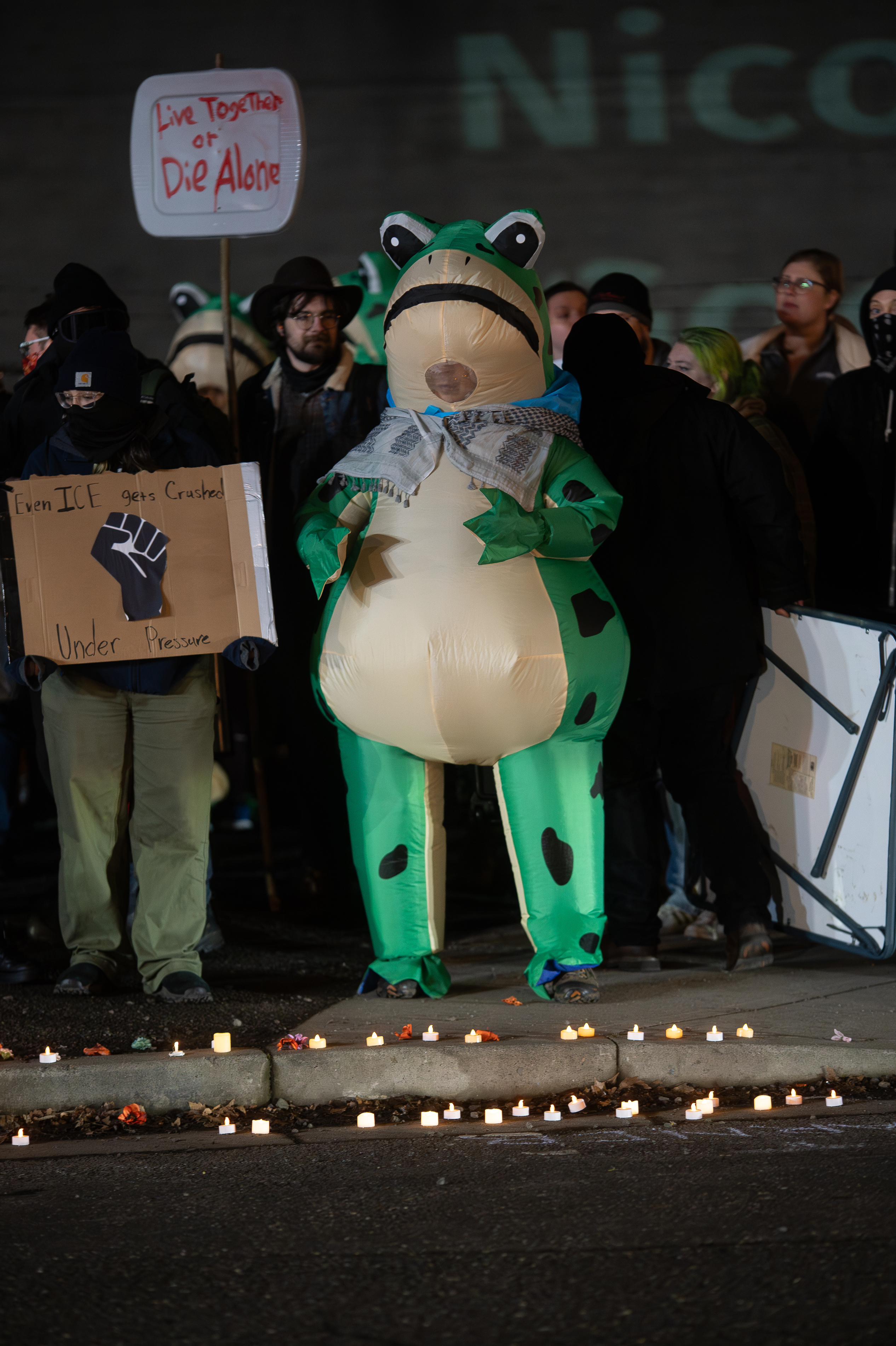 Frog Brigade closes day of protests at ICE building - oregonlive.com