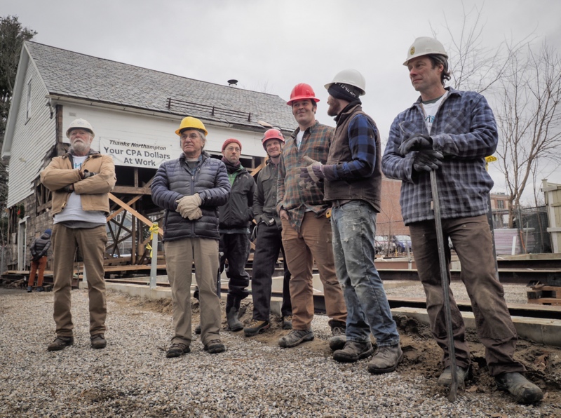 Volunteers pull a 1805 Northampton barn back to its Foundation ...