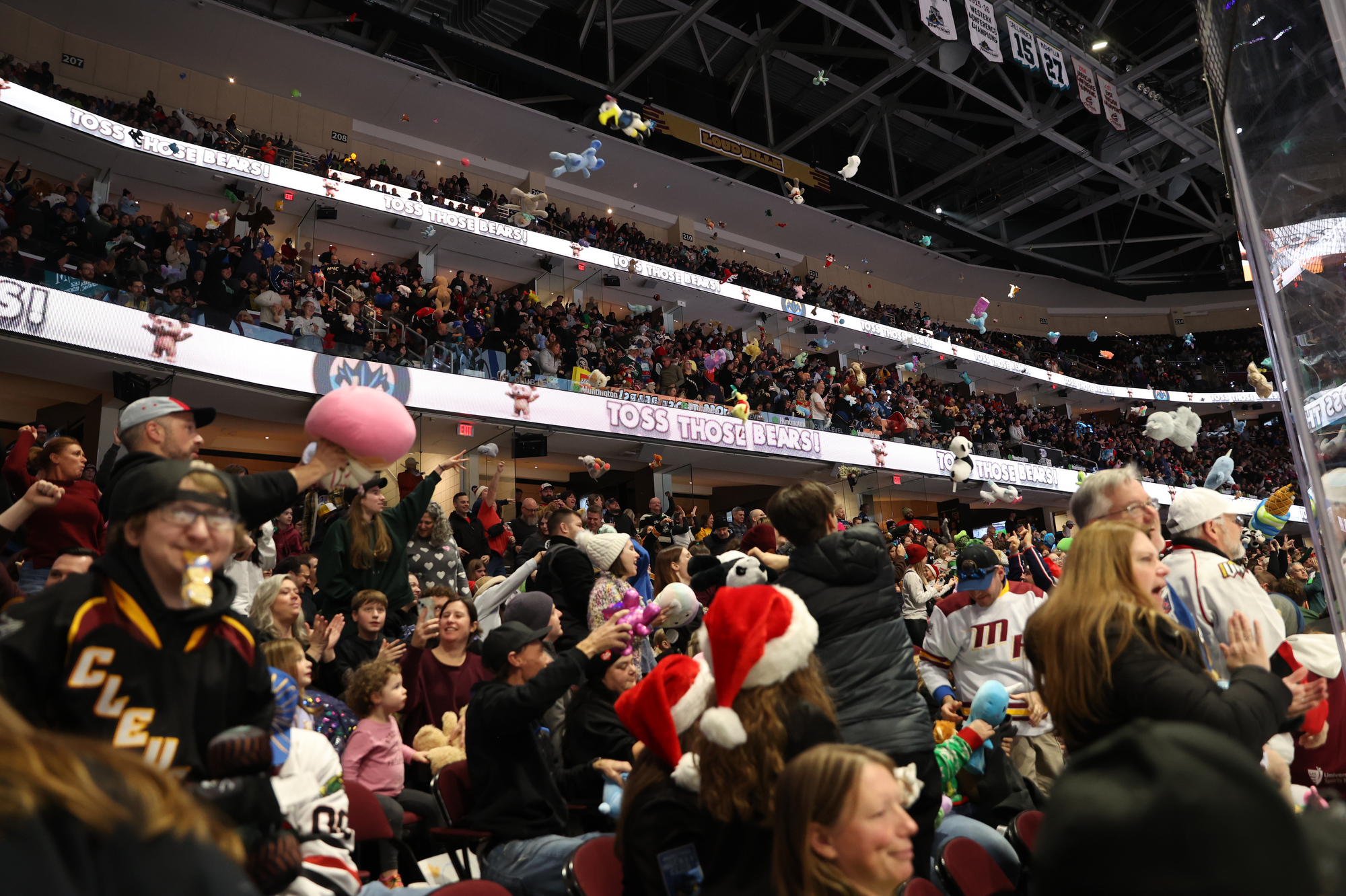 Teddy Bear Toss at Cleveland Monsters game - cleveland.com