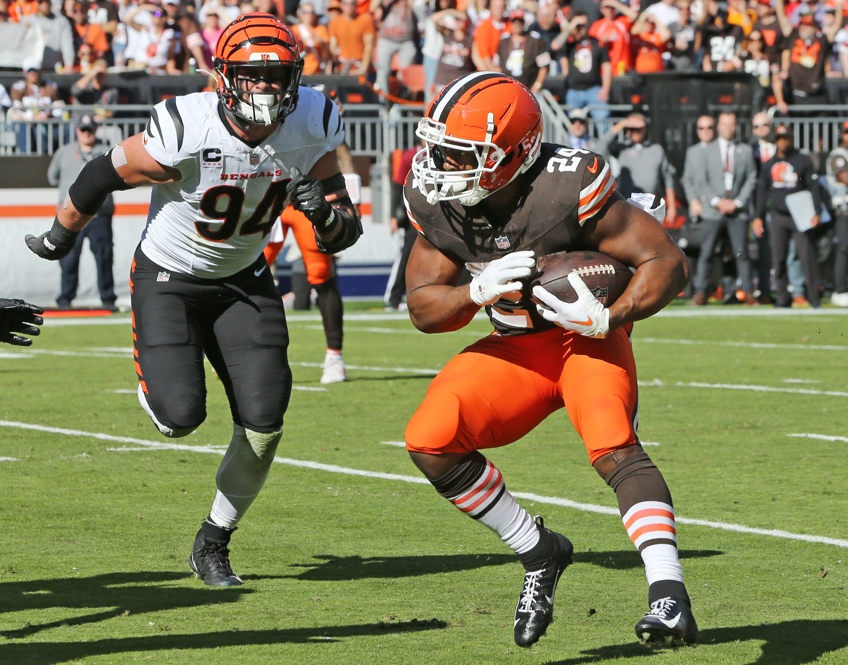 Cleveland Browns running back Nick Chubb vs. the Cincinnati Bengals ...