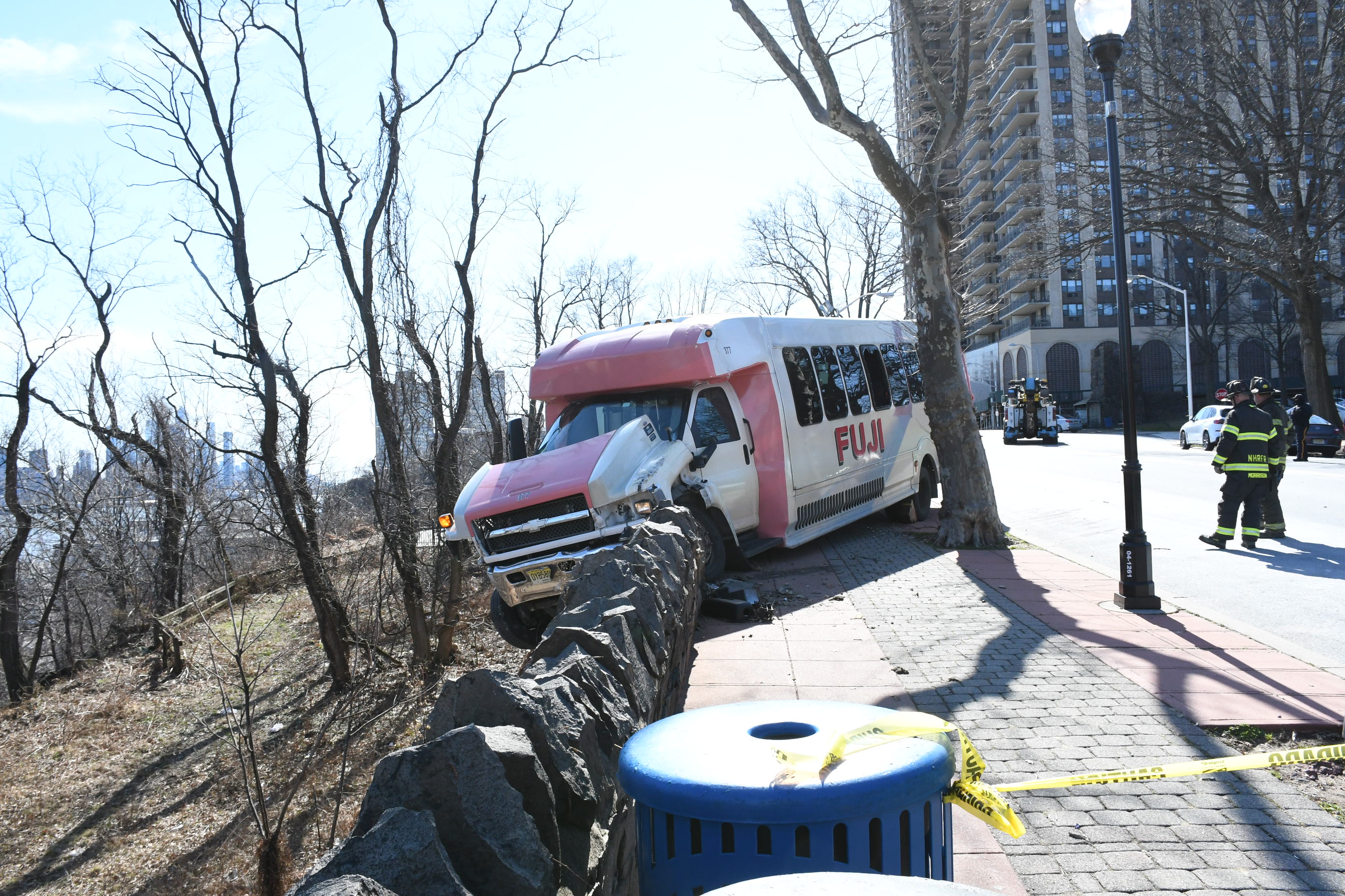 Jitney bus hangs over cliff after North Bergen crash, March 7, 2023 ...