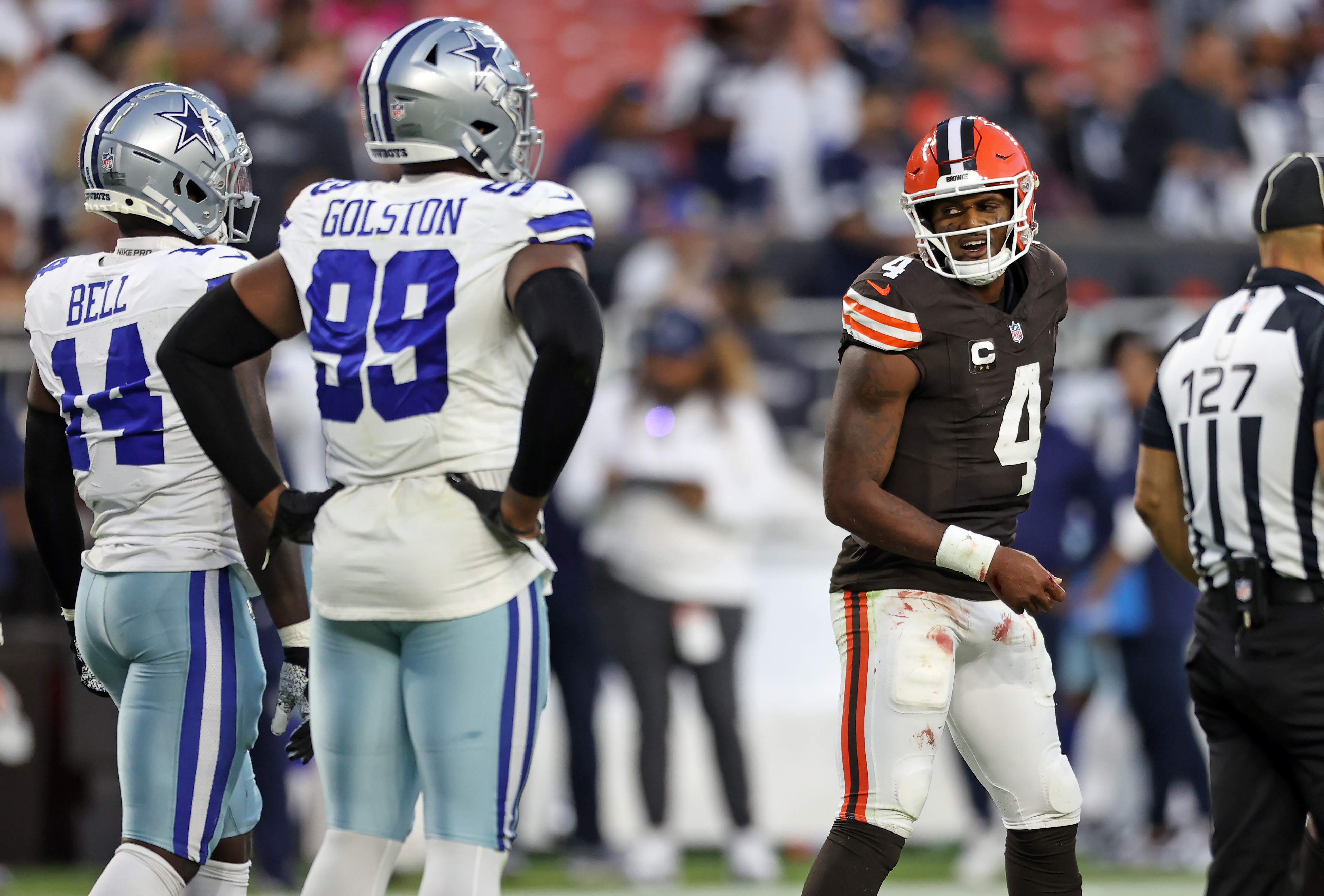 Cleveland Browns quarterback Deshaun Watson against the Dallas Cowboys ...