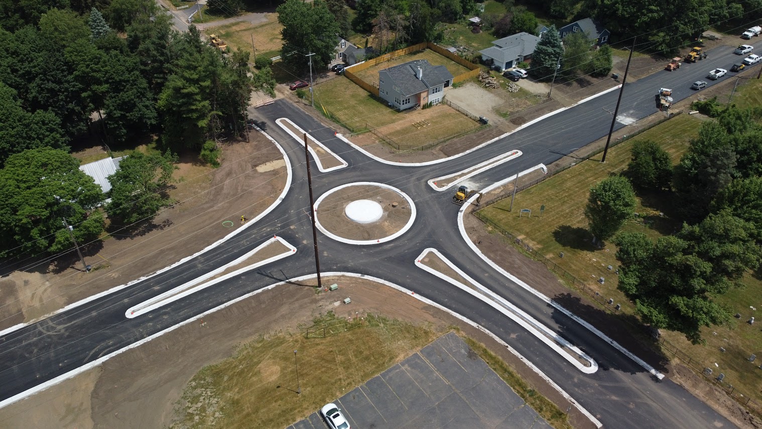 Drone photographs of roundabouts being built in Kalamazoo County ...