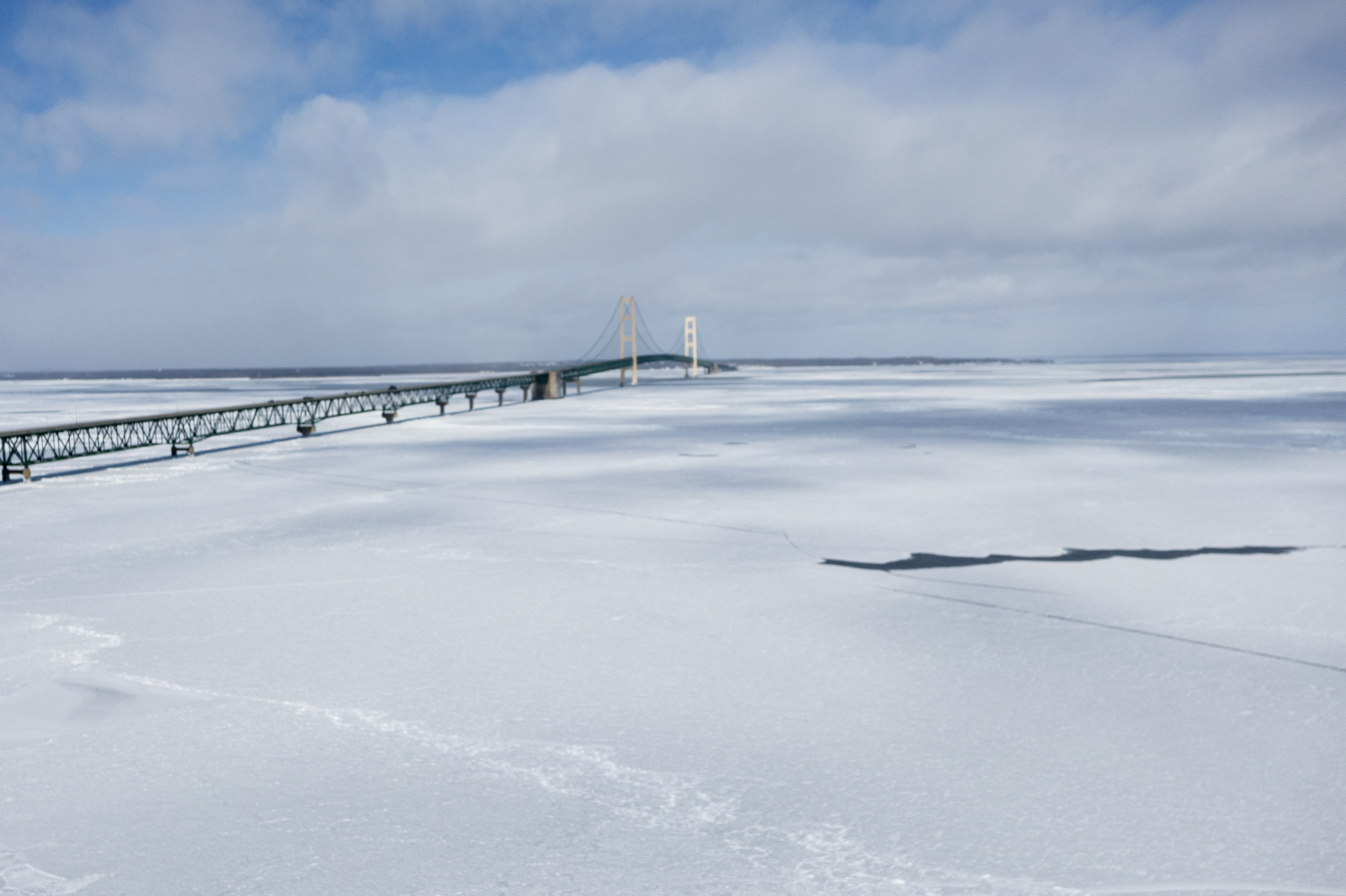 Mackinac Bridge surrounded by ice - mlive.com