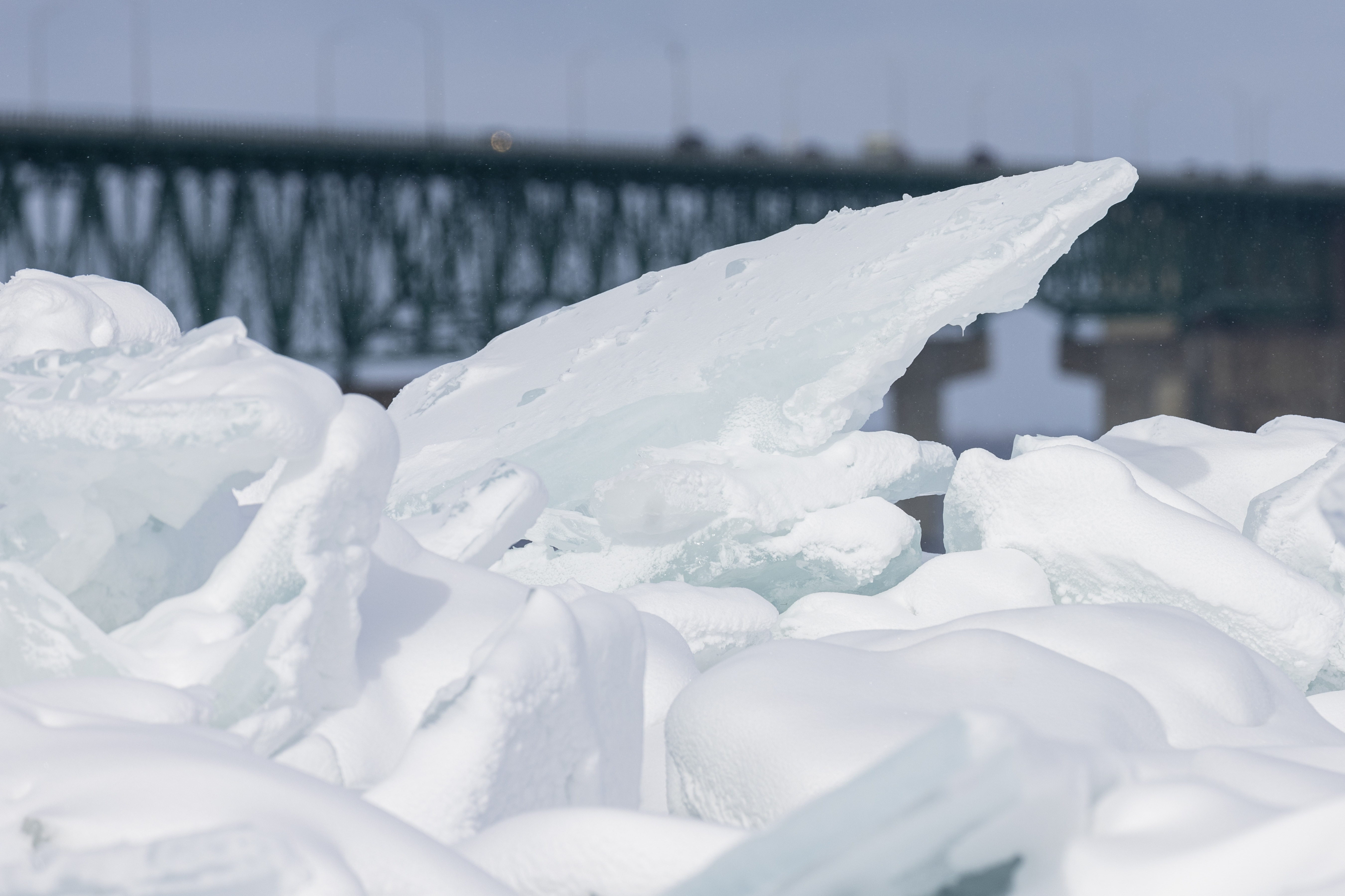 Mackinac Bridge surrounded by ice - mlive.com