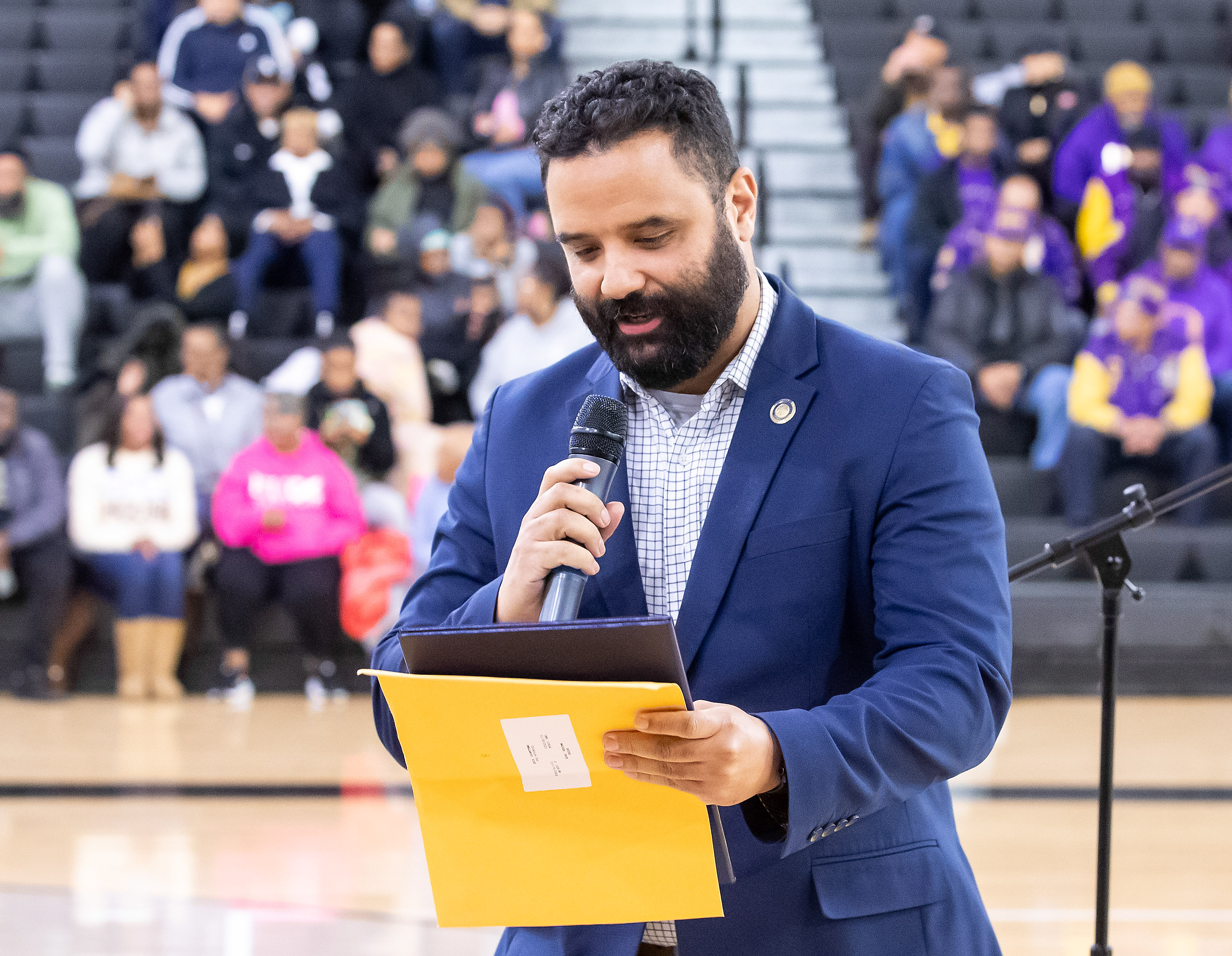 Harrisburg High School basketball court dedication during game against ...