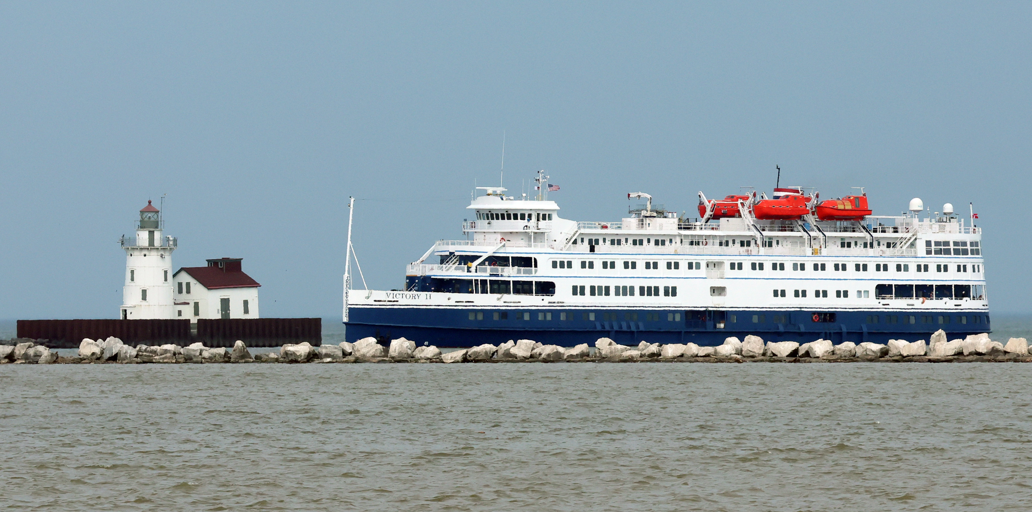 Cruise ship Victory I docks at the Port of Cleveland, April 29, 2025 ...