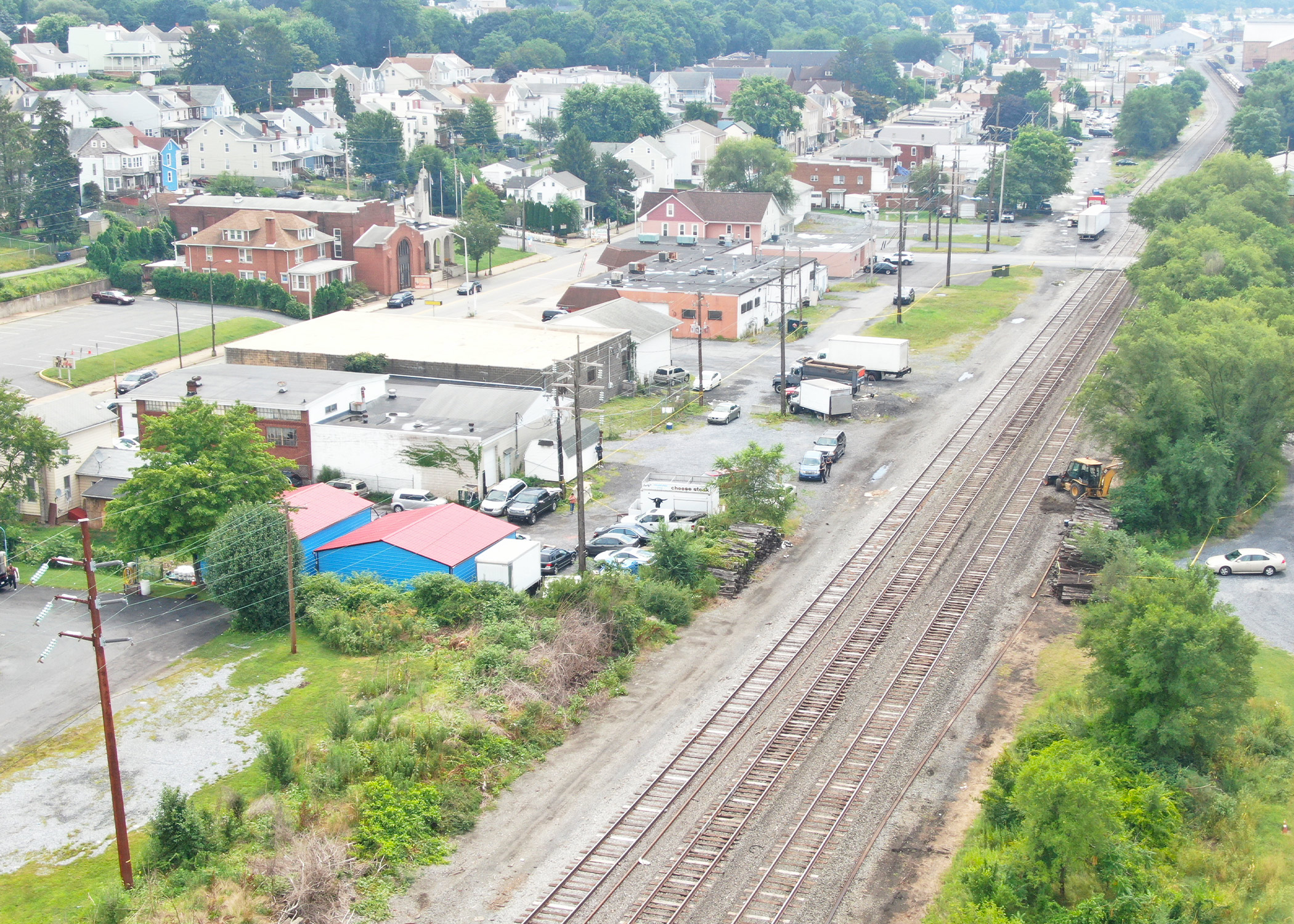 An aerial shot of where human remains were found in Steelton, Pa ...