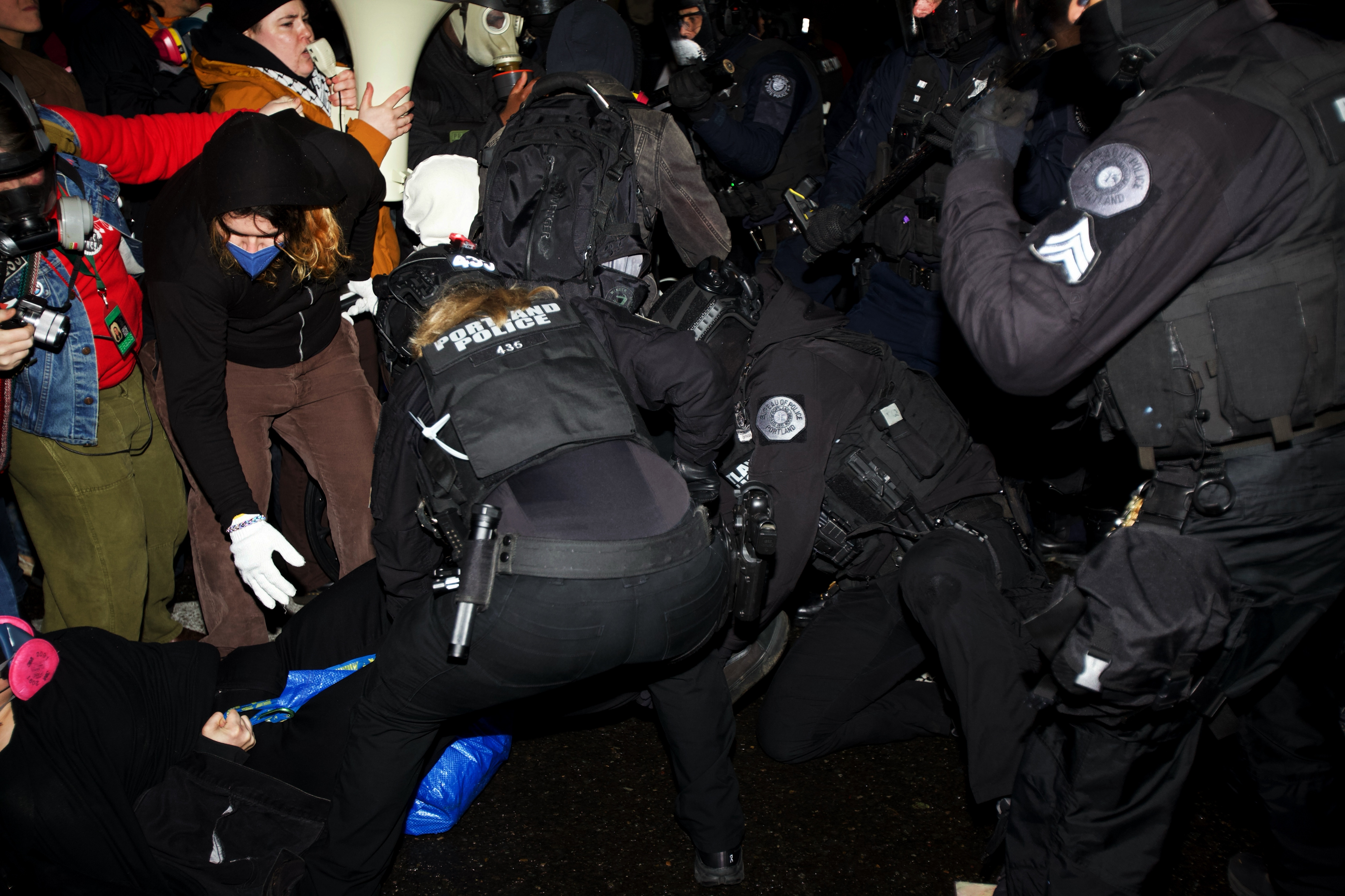 Portland Protest at ICE facility after 2 shot by Border Patrol ...
