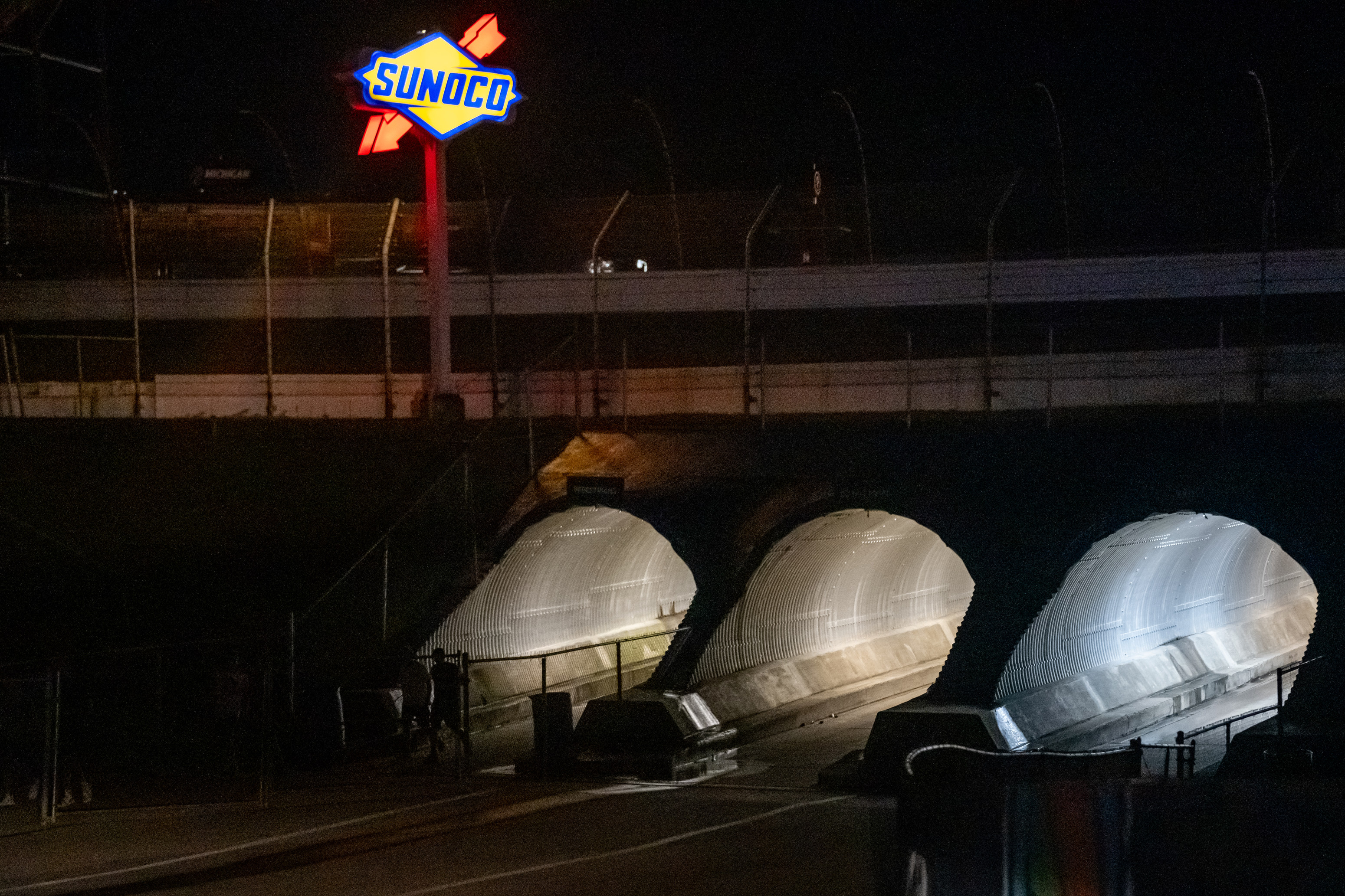 Day and night inside the infield at Michigan International Speedway ...