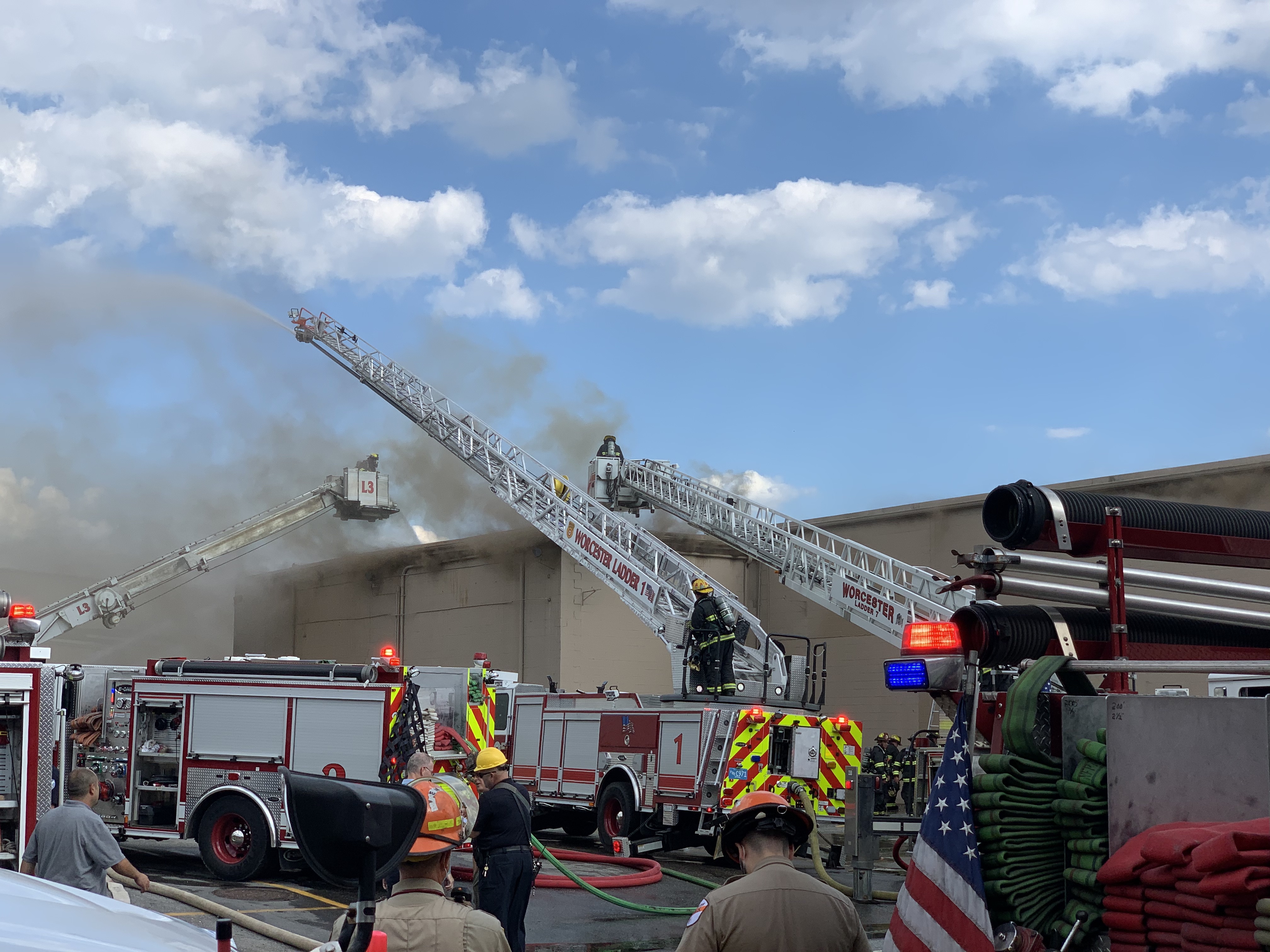Firefighters battle blaze at cold storage building in Worcester ...