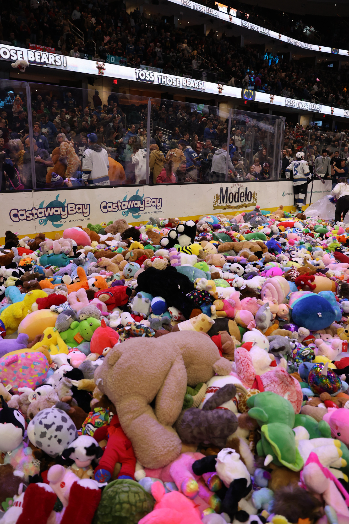 Teddy Bear Toss at Cleveland Monsters game - cleveland.com