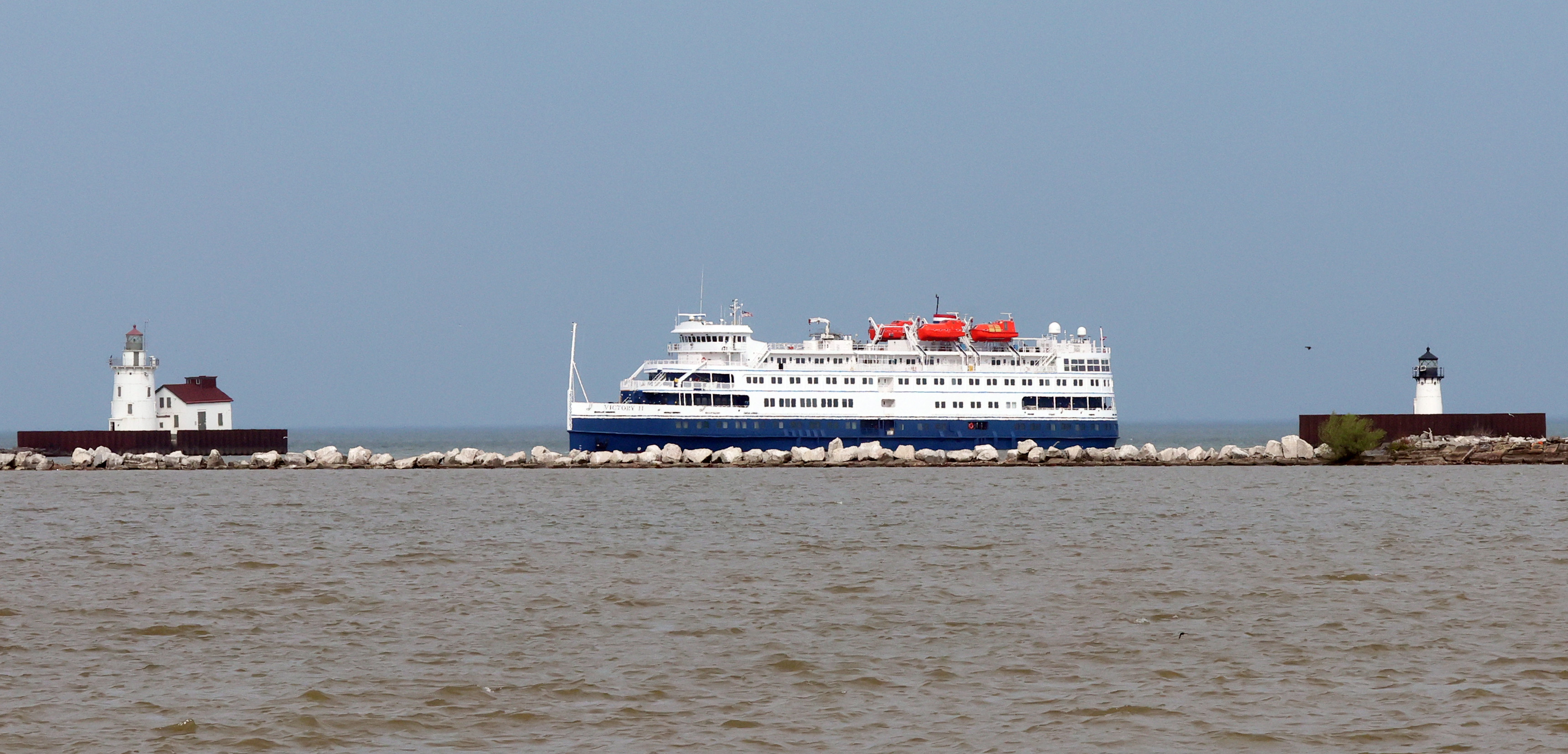 Cruise ship Victory I docks at the Port of Cleveland, April 29, 2025 ...