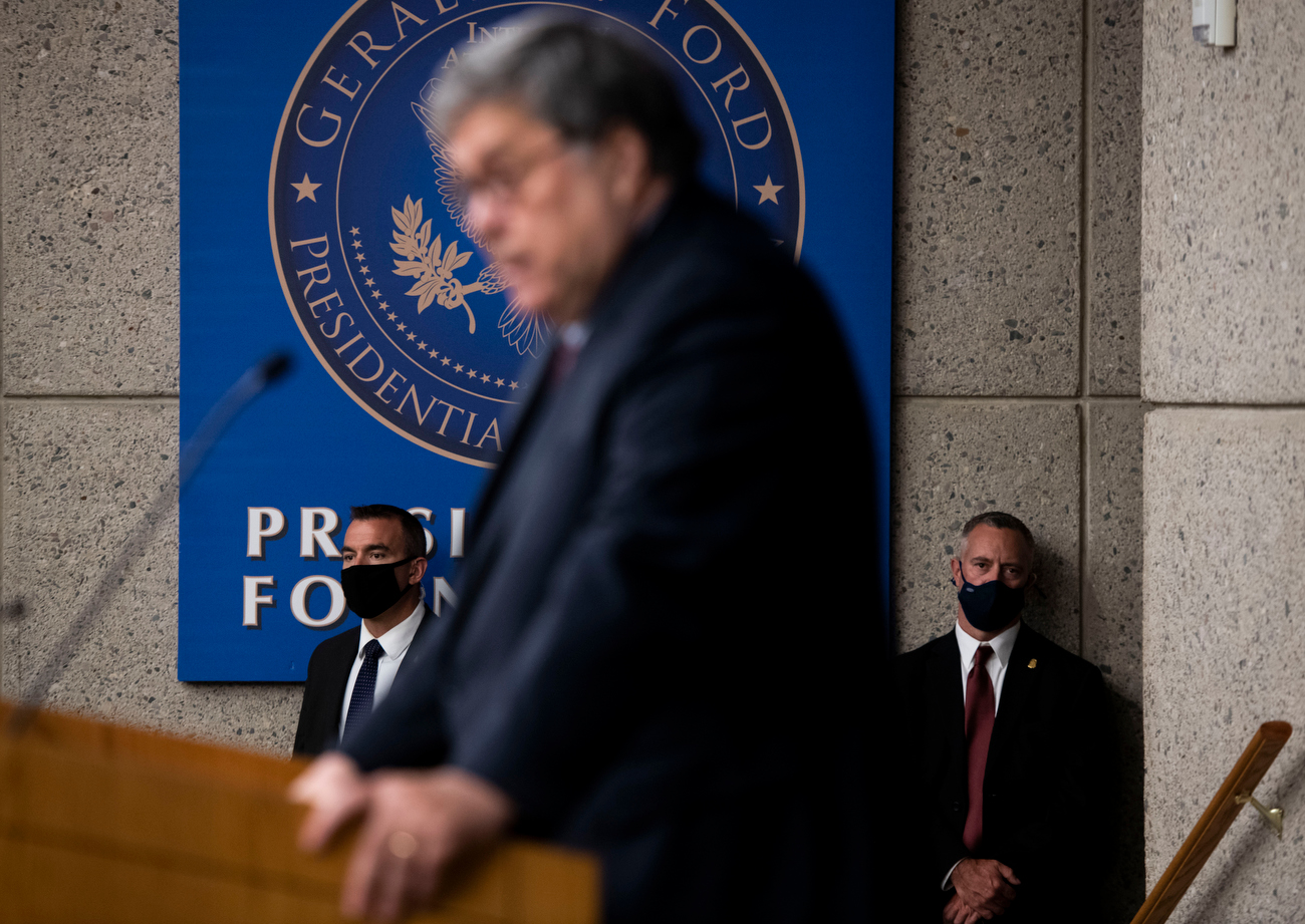 U.S. Attorney General William P. Barr speaks at Gerald R. Ford ...