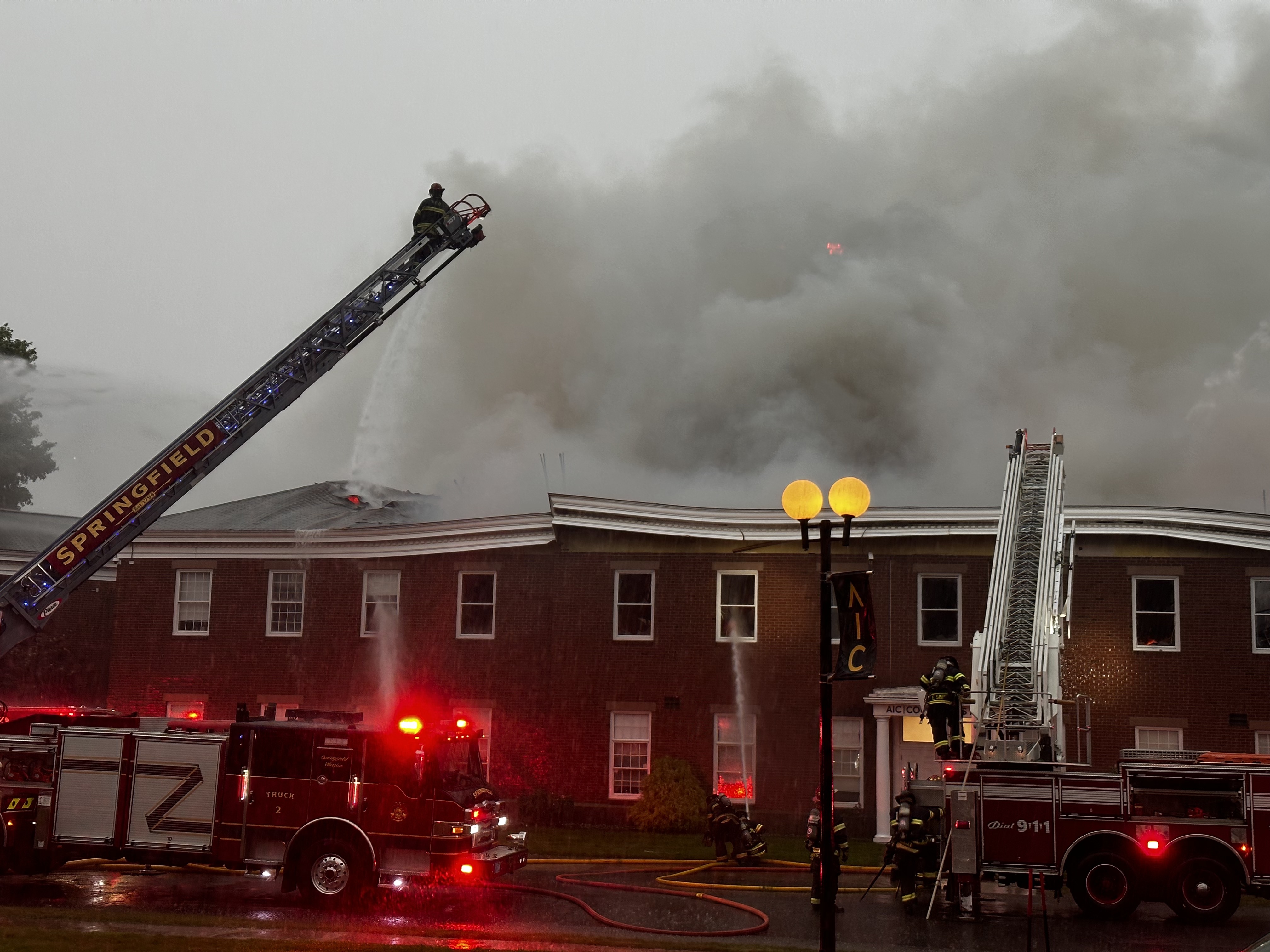 Firefighters battle fire at American International College building ...