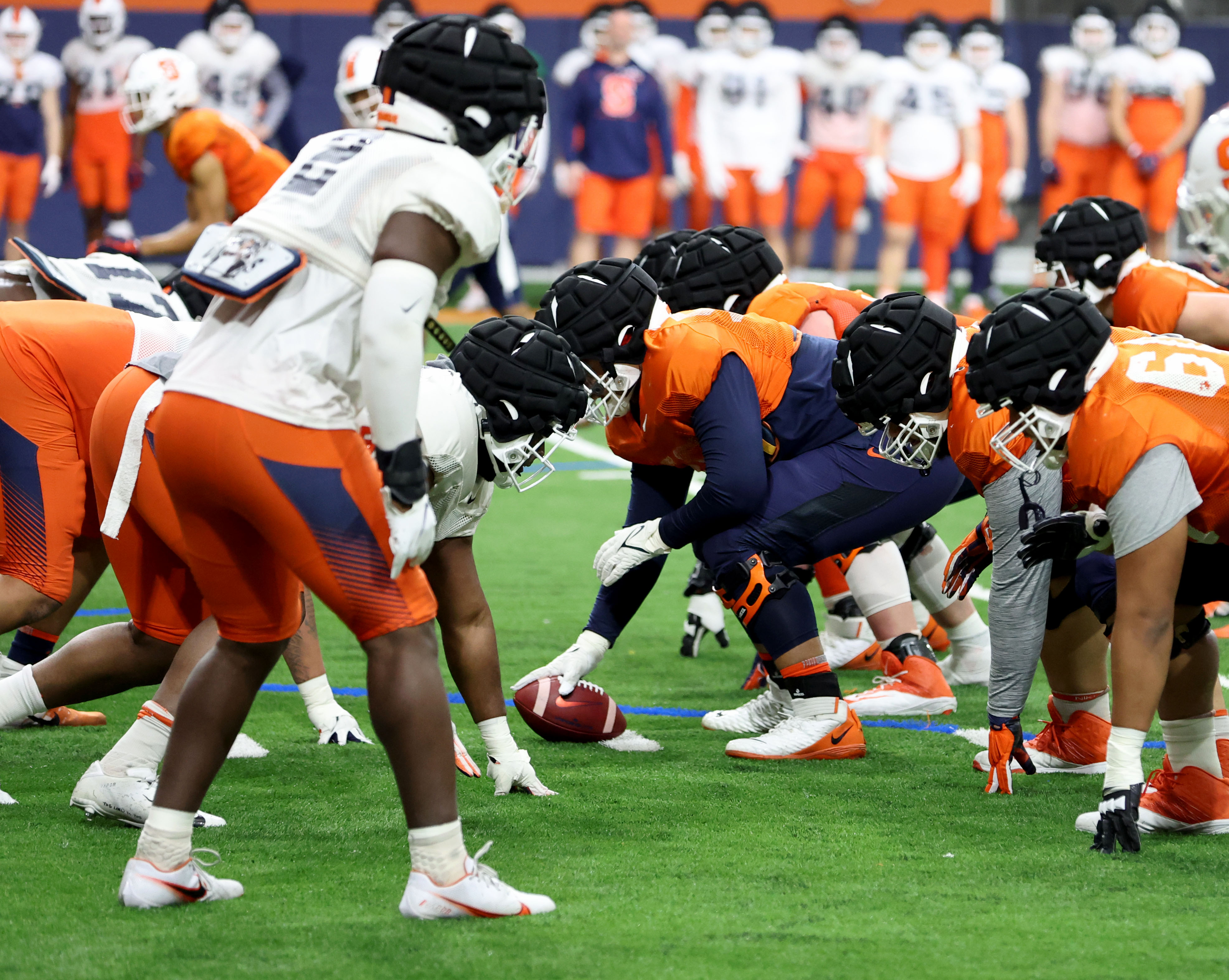 Syracuse football practice: The Offensive and Defensive lines ...