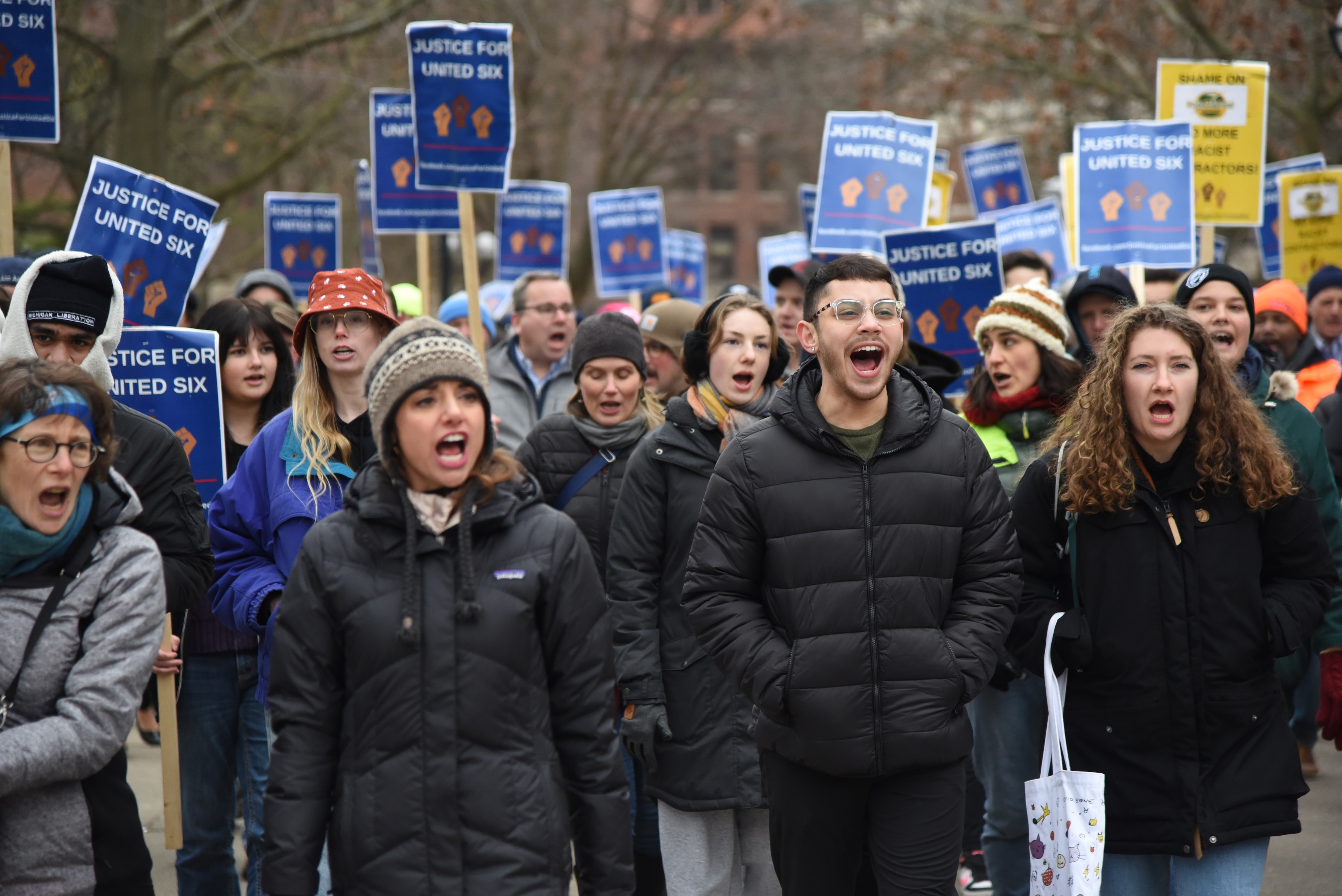 Anti-racism demonstration on Martin Luther King Jr. Day in downtown Ann ...
