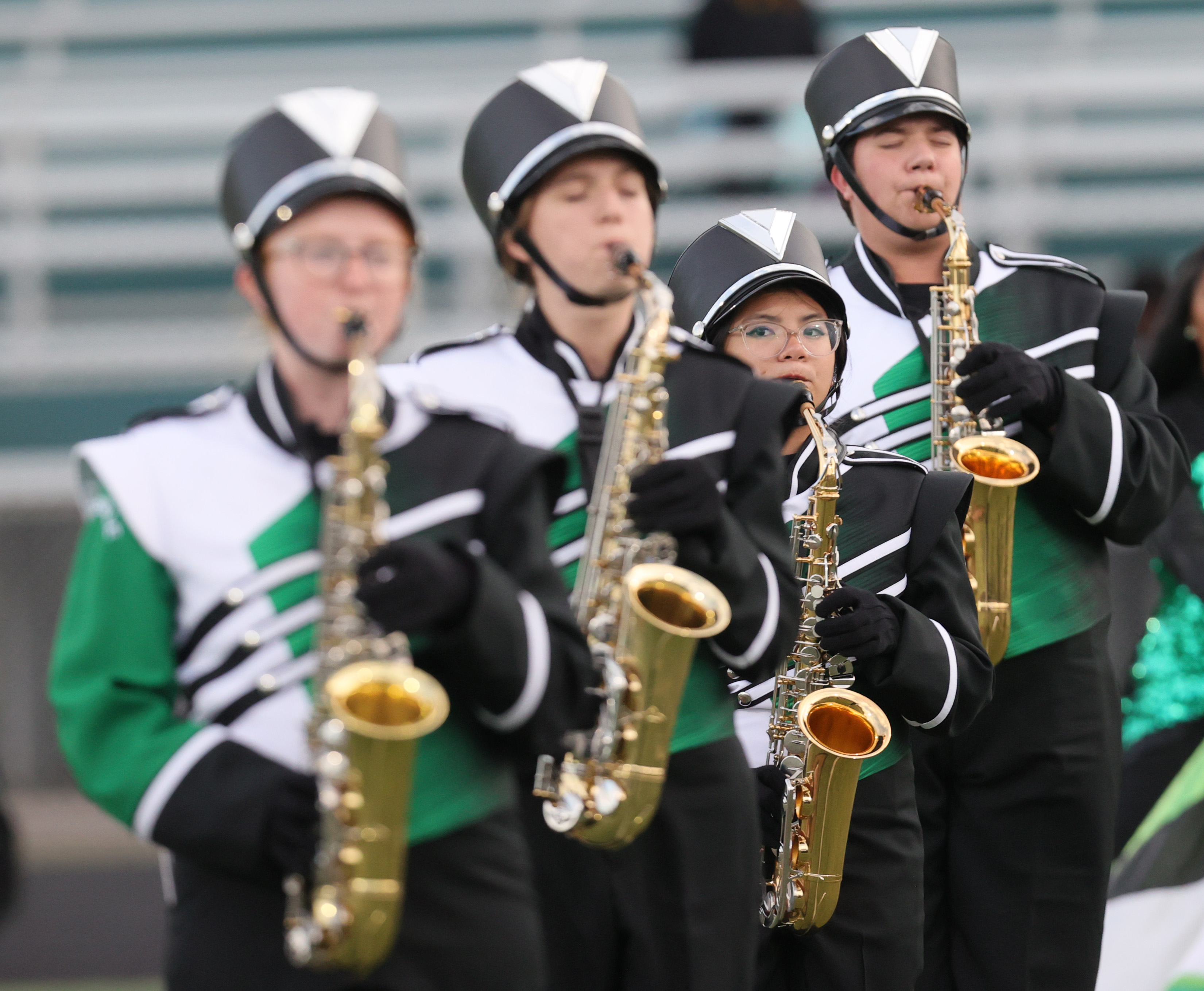 The Strongsville High School marching band during home game against ...