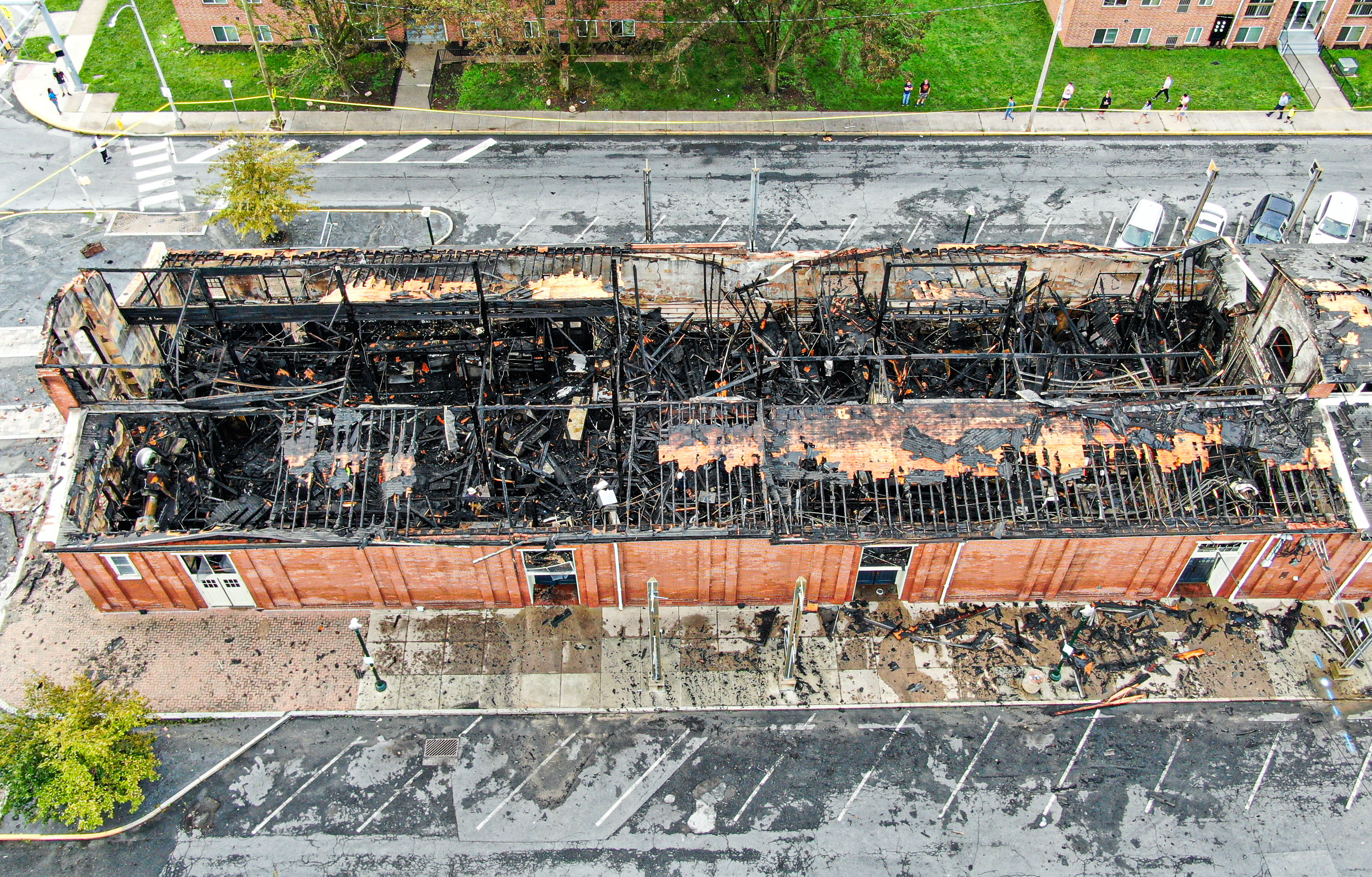 A drone's eye view of the aftermath from fire at the Broad Street ...
